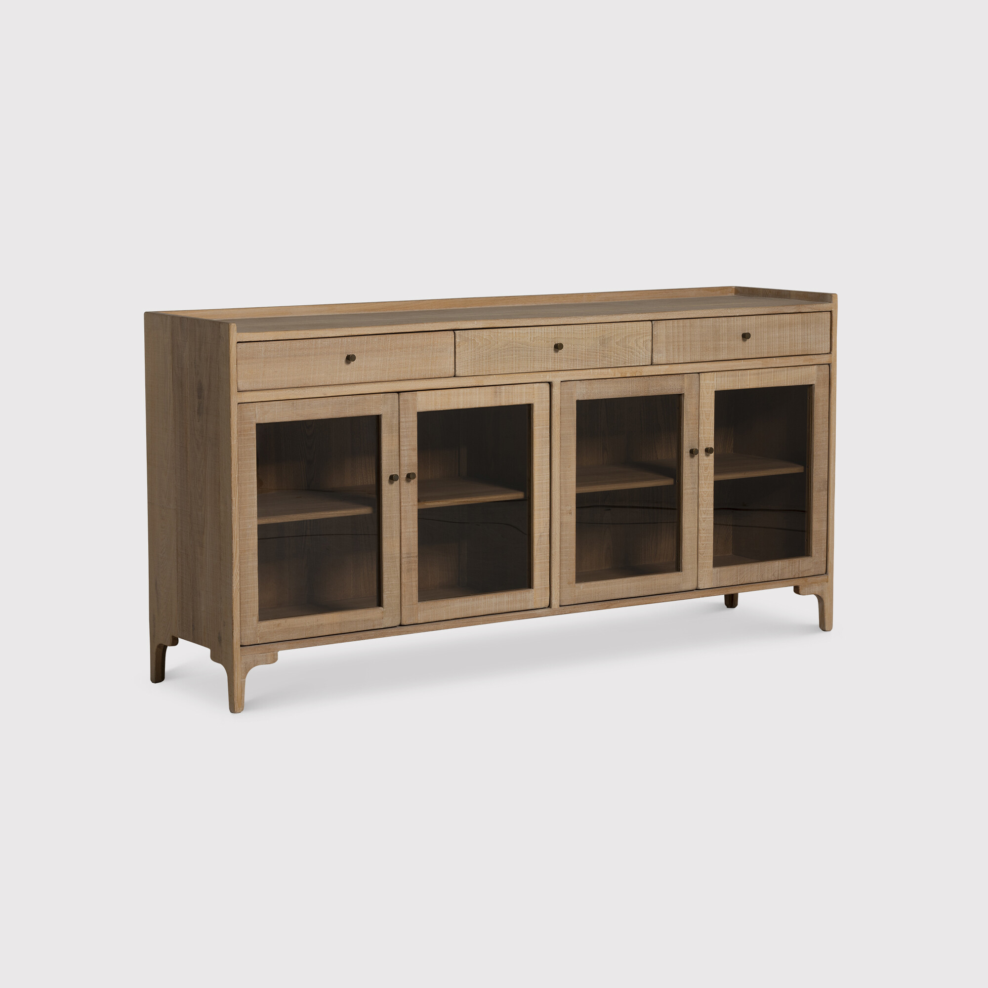 Jin Oak Wood 4 Door 3 Drawer Sideboard, Natural Oak Wood - Barker ...