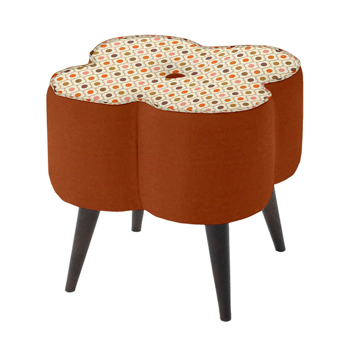 Orla Kiely Daisy Small Stool, Bandon Orange - Barker & Stonehouse