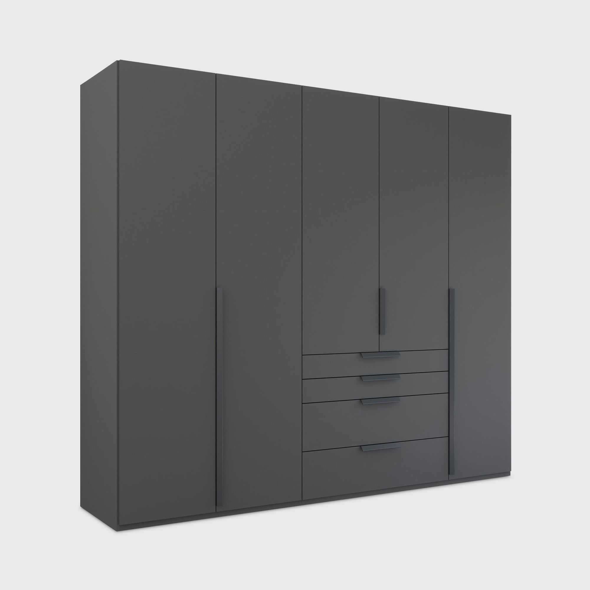 Frans 251cm 5 Door 4 Drawer Wardrobe A322b Graphite Graphite Barker
