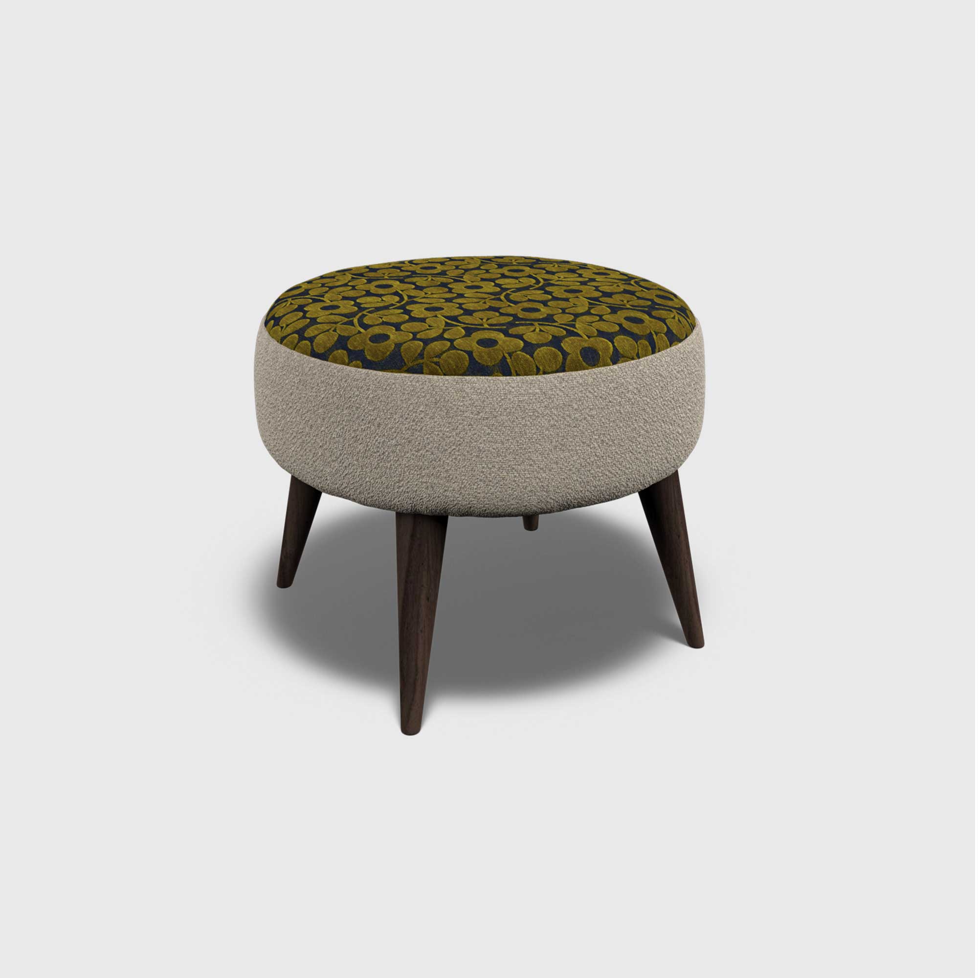 Orla Kiely Roundwood Fabric Round Footstool, Clarin Clay - Barker ...