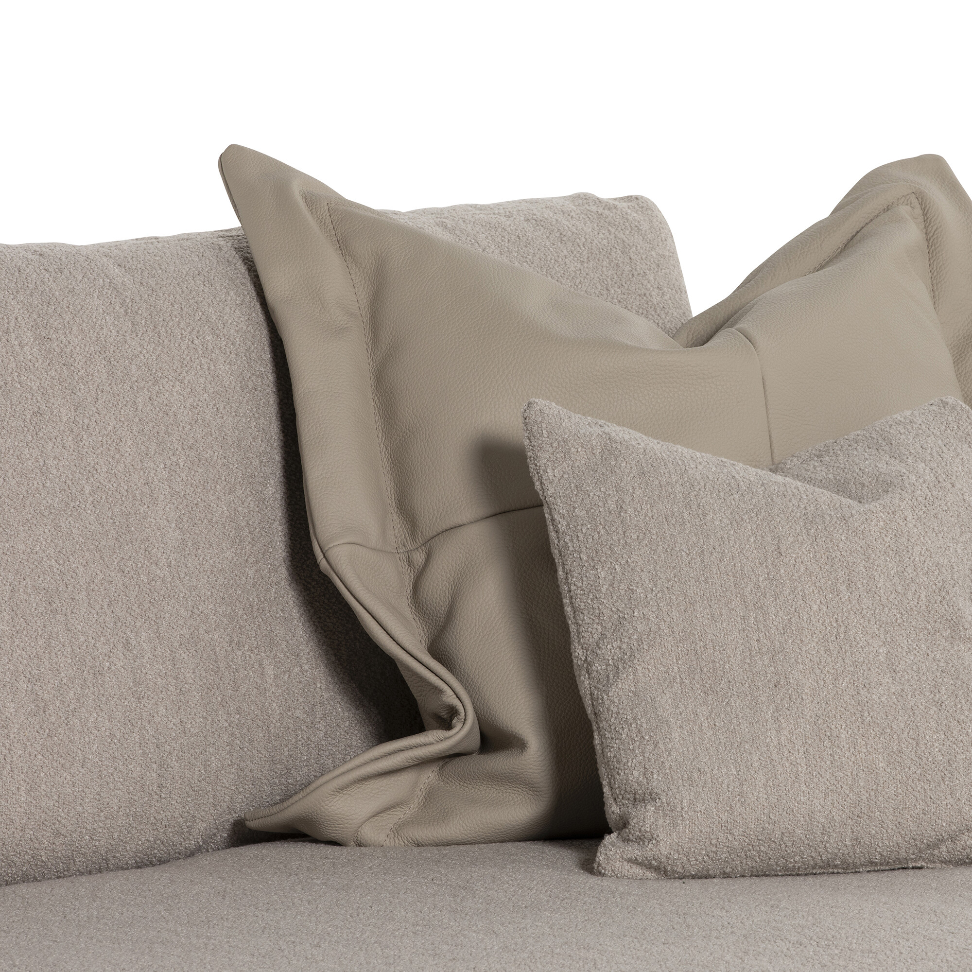 Adessa Leather Medium Flutter Cushion 75cm, Thick Leather/Torero Pearl - Barker & Stonehouse