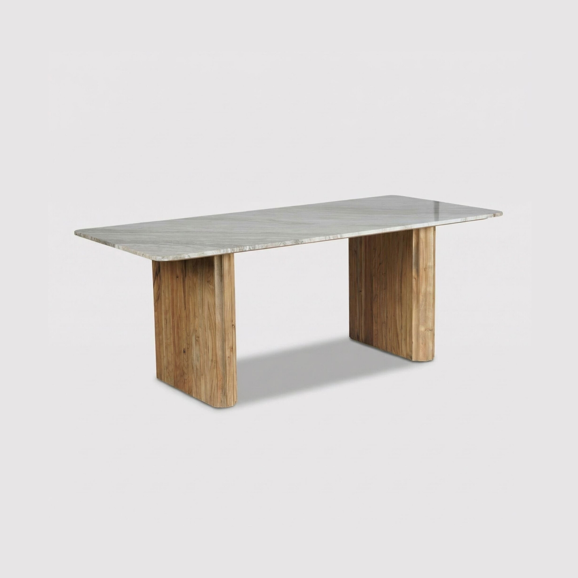 Alvik Rustic Acacia Wood Dining Table with Marble Top, Seats 4-6 ...