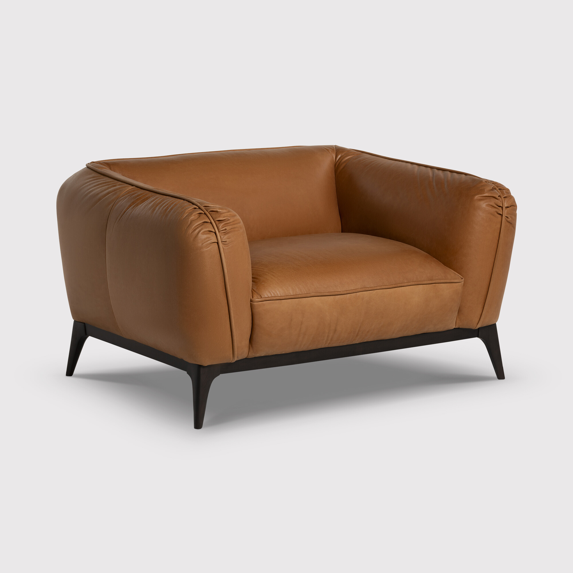 Angus Brown Leather Armchair with Wood Legs, Saddlebag C/C4406 - Barker ...