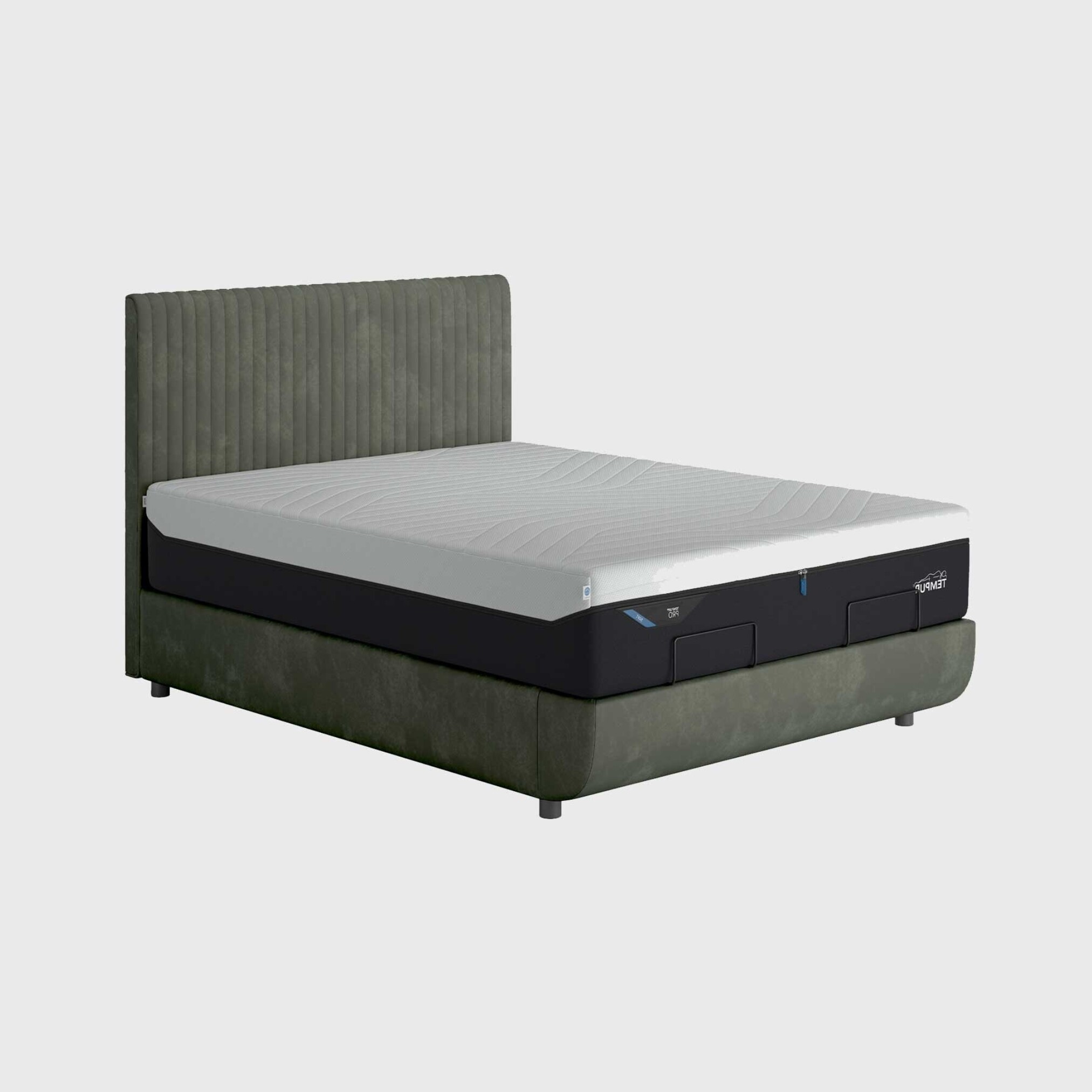 Tempur Arc Dark Green Fabric King Static Bed Frame with Vertical ...