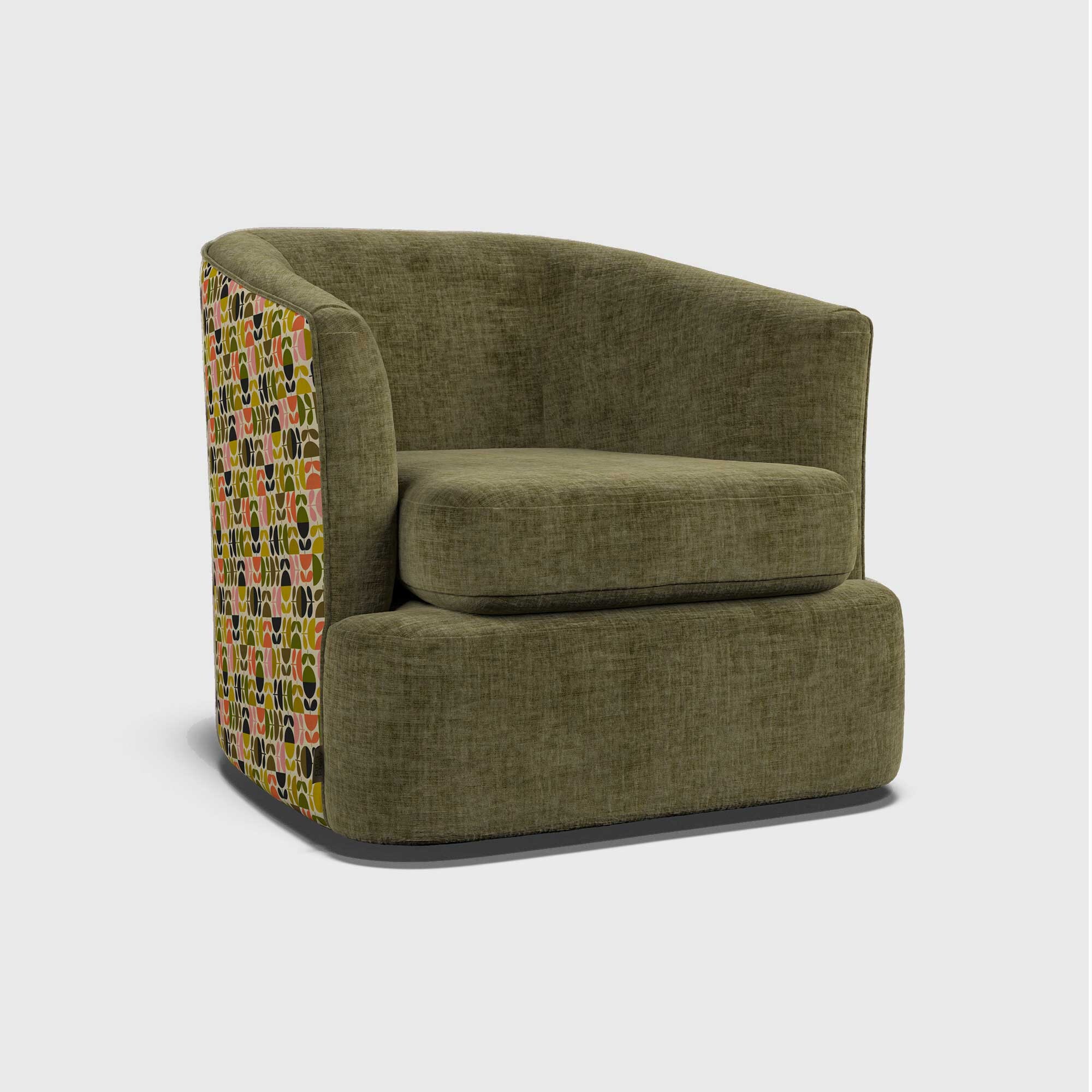 Orla Kiely Callan Fabric Swivel Chair, Clarin Clay - Barker & Stonehouse