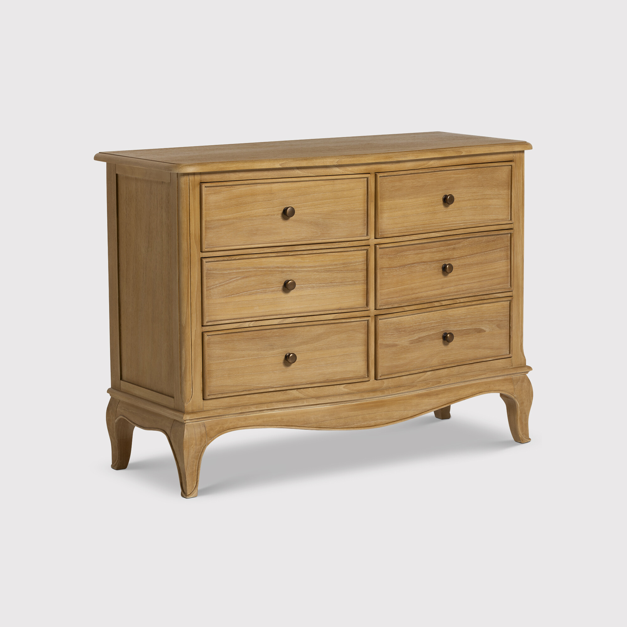 Cecile Light Wooden French Style 6 Drawer Chest, Mindi Wood - Barker ...