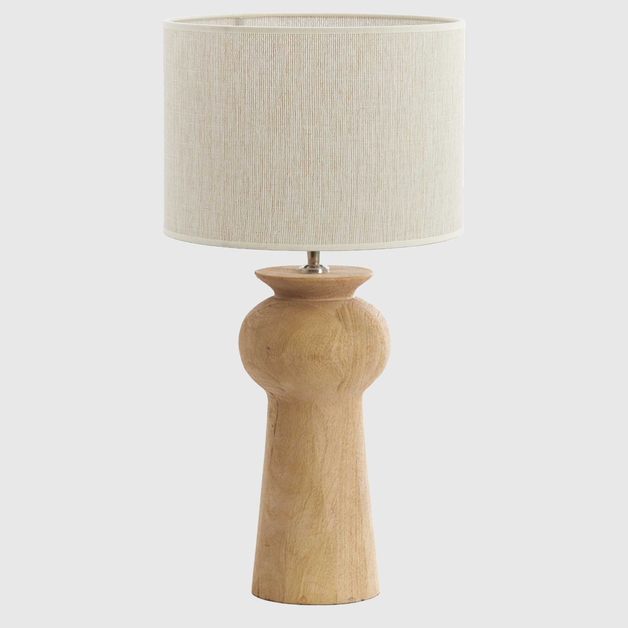 Curved Neutral Wooden Table Lamp, - Barker & Stonehouse
