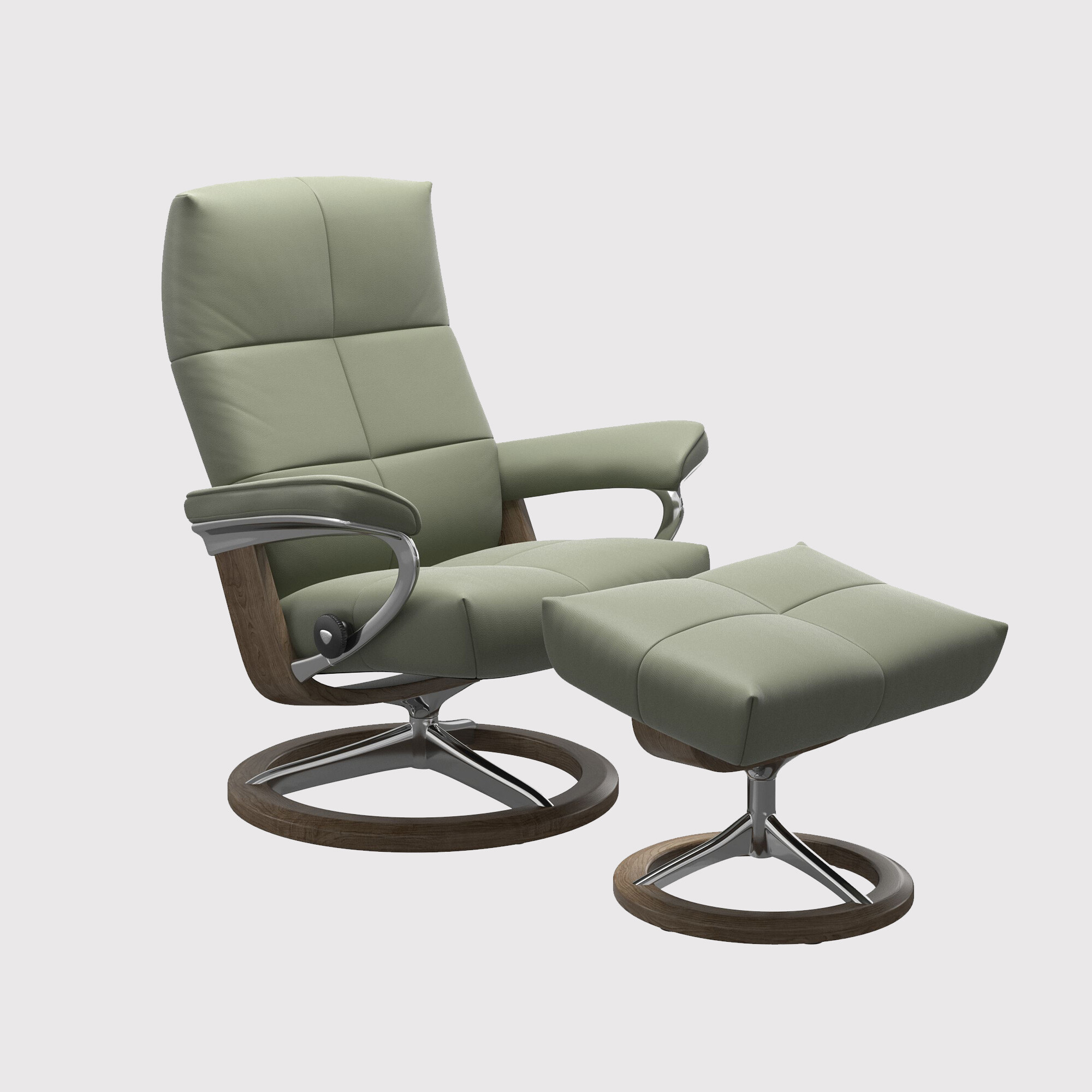 5545 David Large Signature Leather Recliner Armchair and Footstool ...