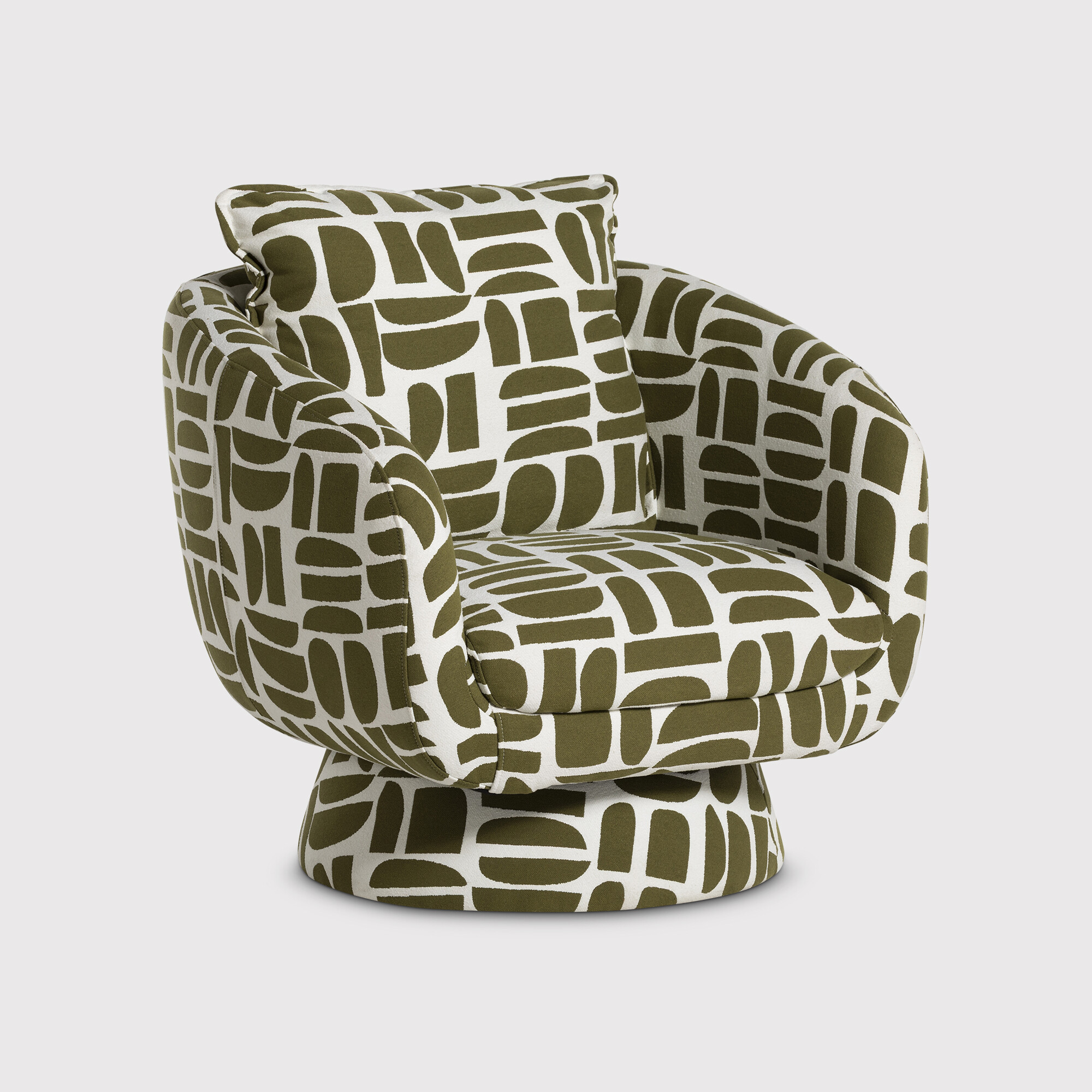 Francois Patterned Green Fabric Curved Swivel Chair, Patta Moss ...