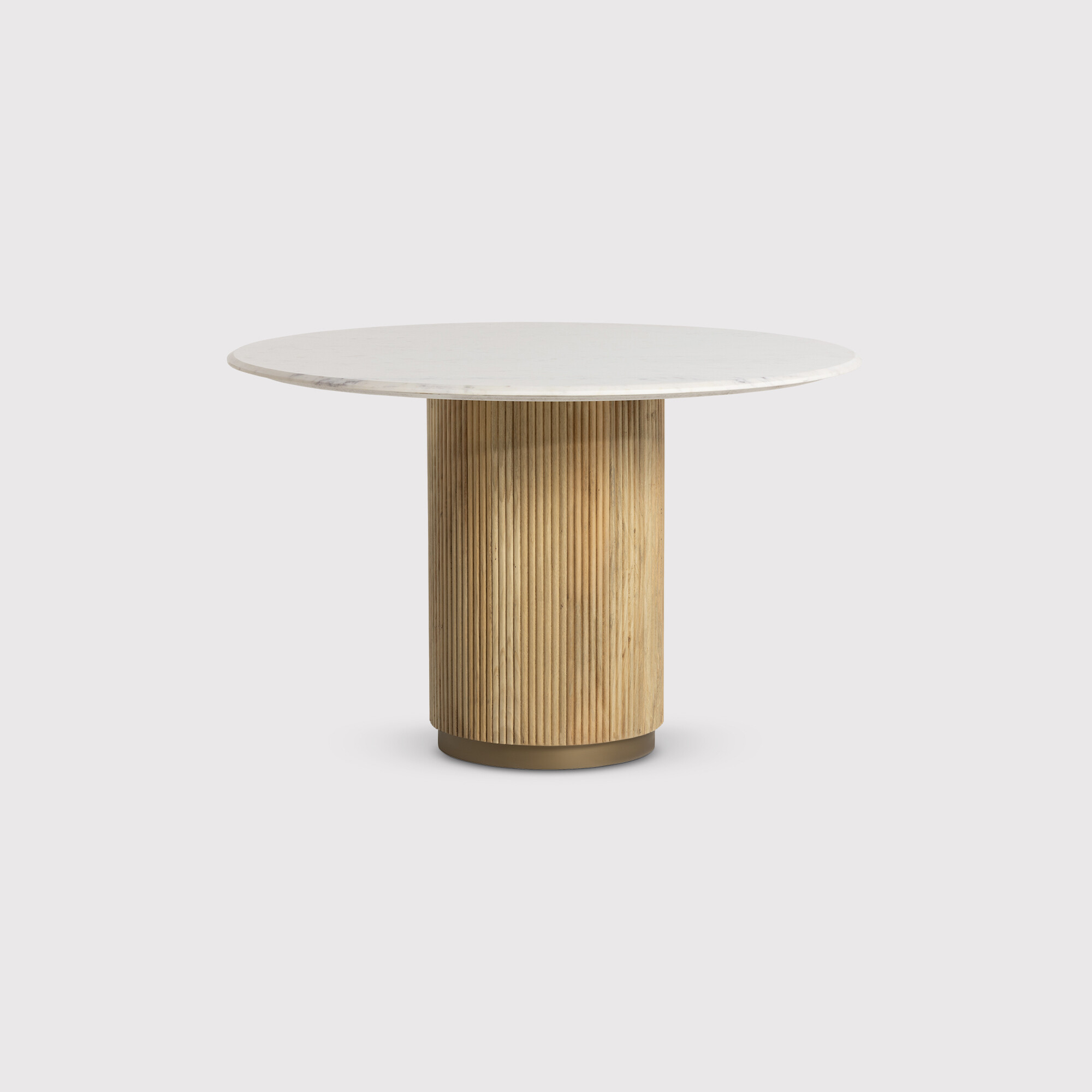 Fuji White Marble 120cm Round Dining Table with Wave Mango Wood Base ...