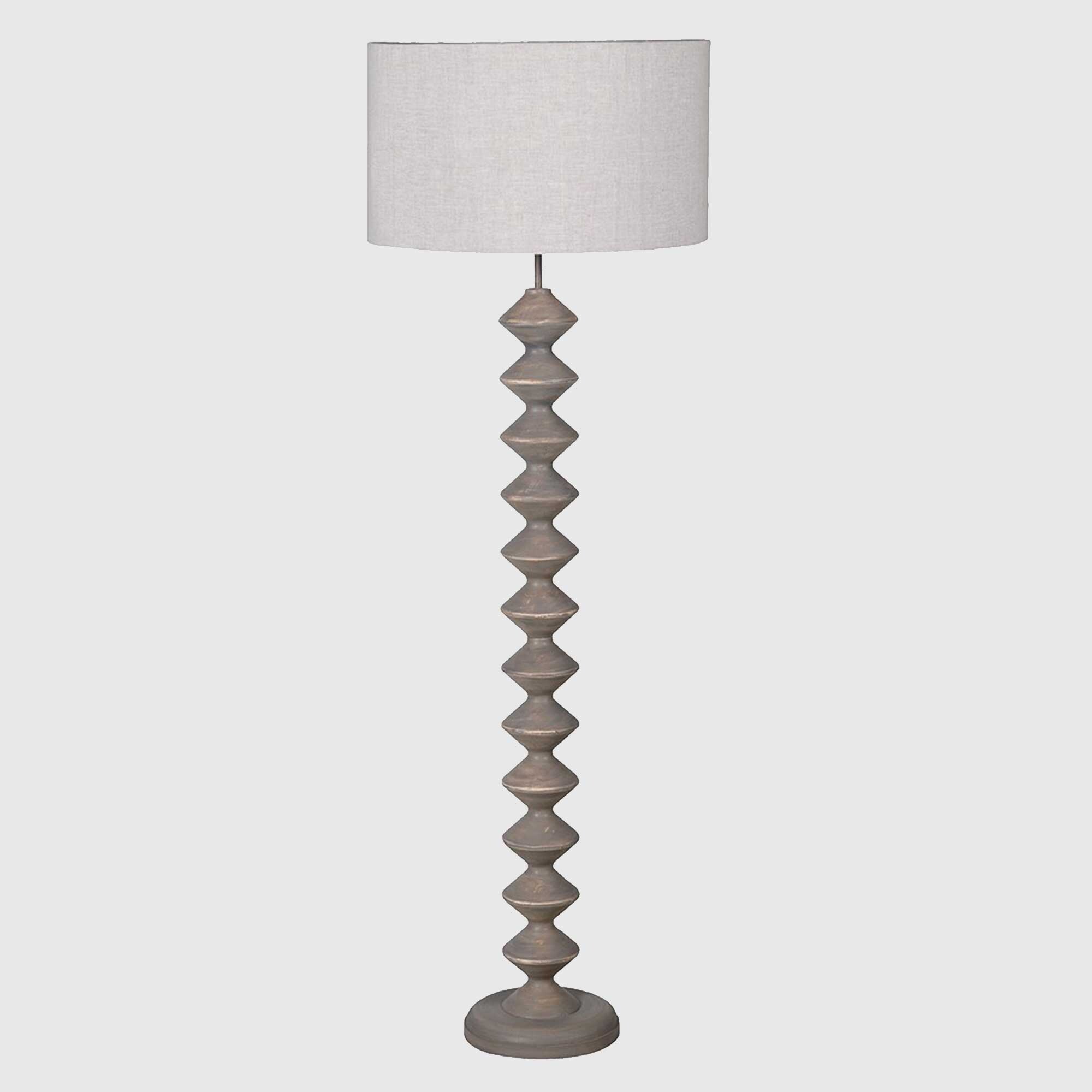 Grey Sculpted Floor Lamp, Natural - Barker & Stonehouse