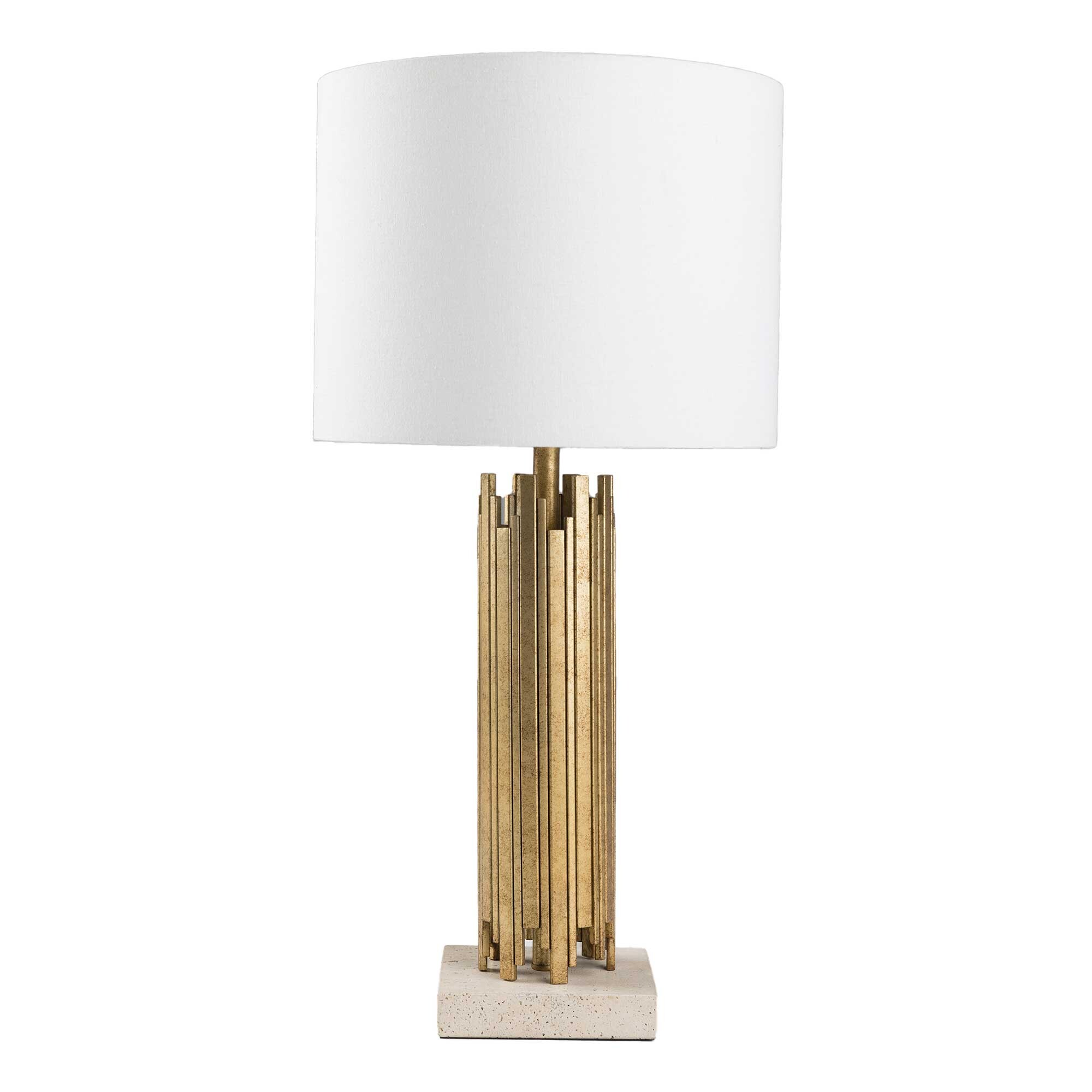 Gold Travertine Base Table Lamp, Gold - Barker & Stonehouse