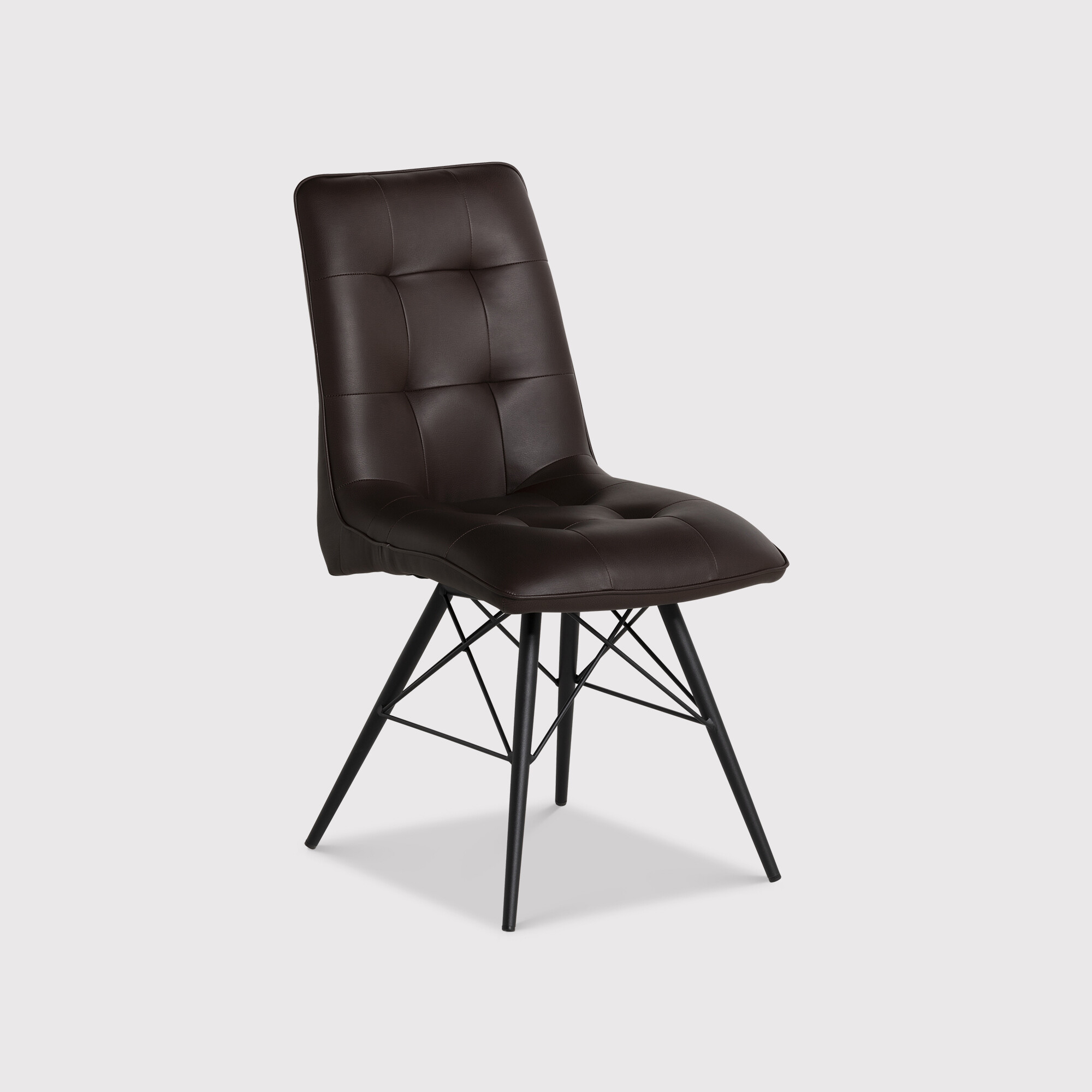 Holm Brown Faux Leather Stitched Dining Chair, In Brown PU - Barker ...