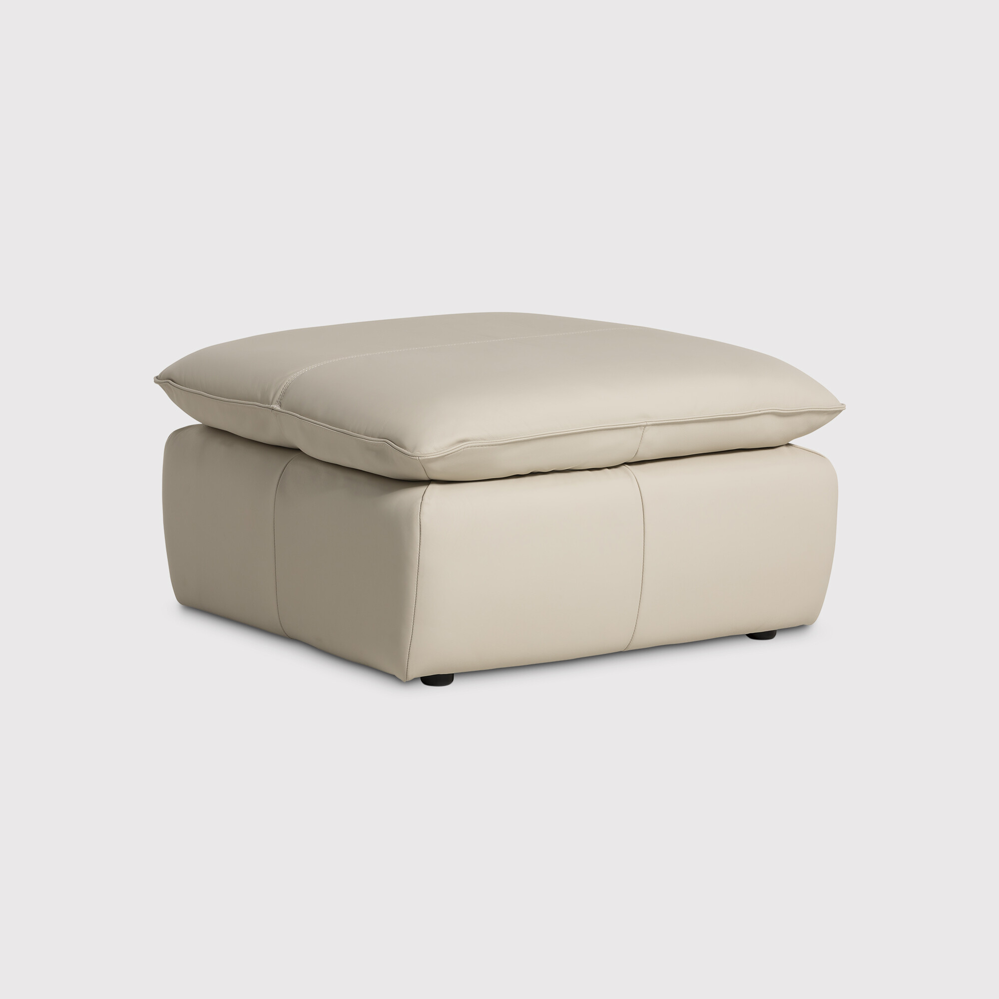 Holloway Neutral Leather Large Footstool, - Barker & Stonehouse