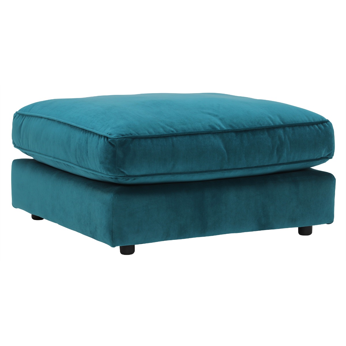 Harrington Plush Velvet Footstool, Lumino Teal - Barker & Stonehouse