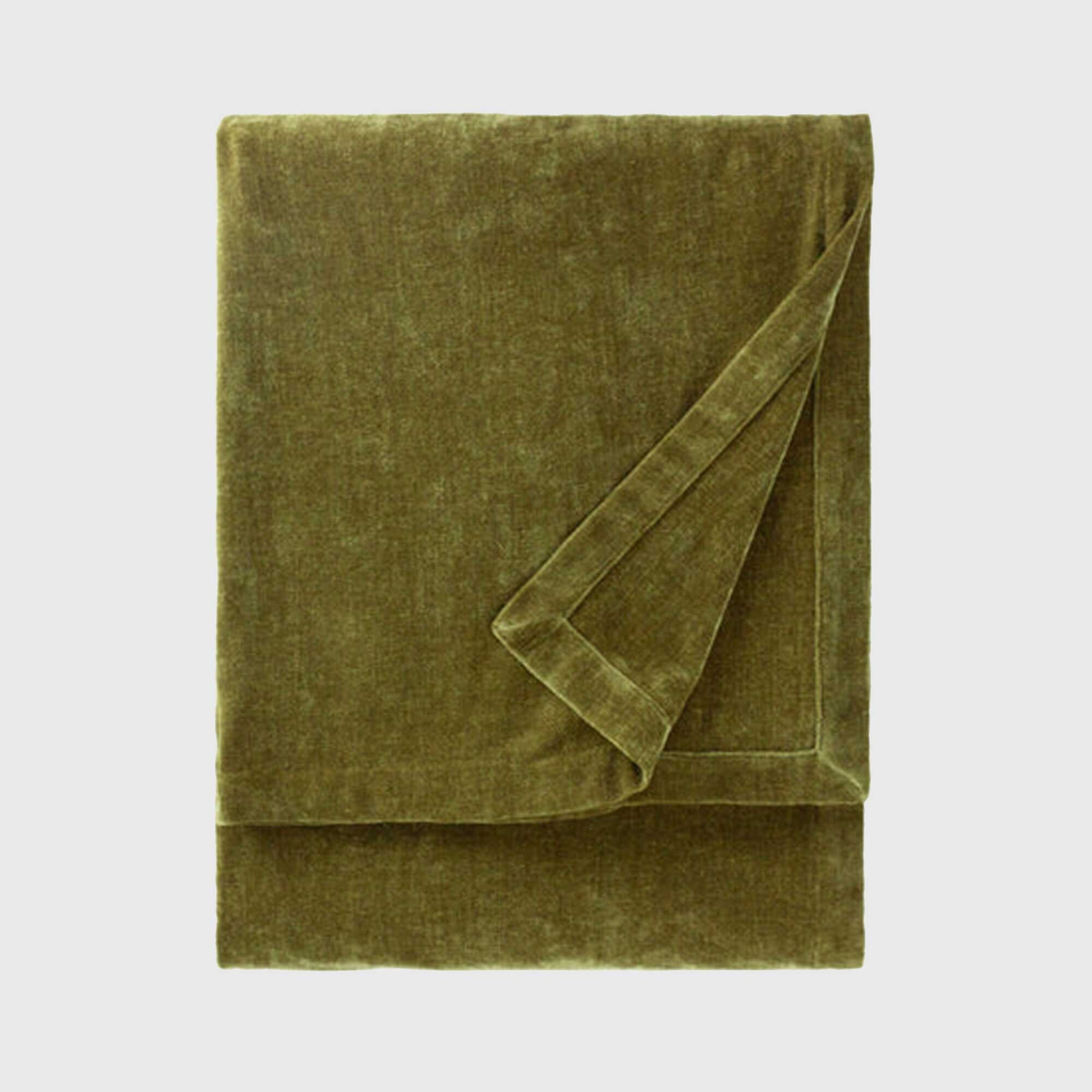 Heavy Chenille Olive Throw, Olive Green - Barker & Stonehouse