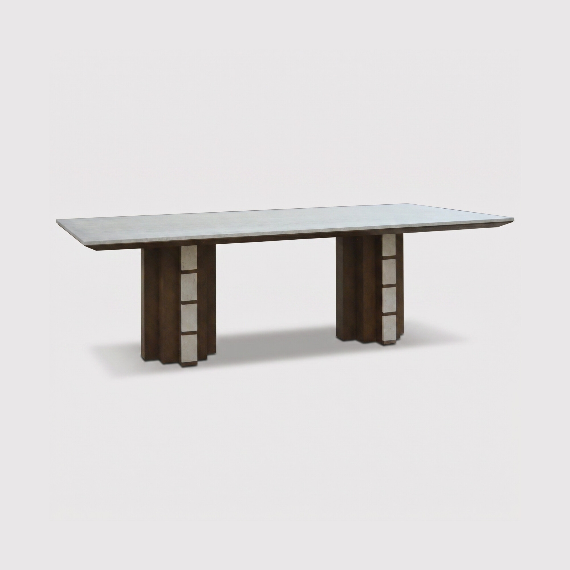 Laroque Oak Veneer Dining Table with Cream Marble Top, - Barker ...