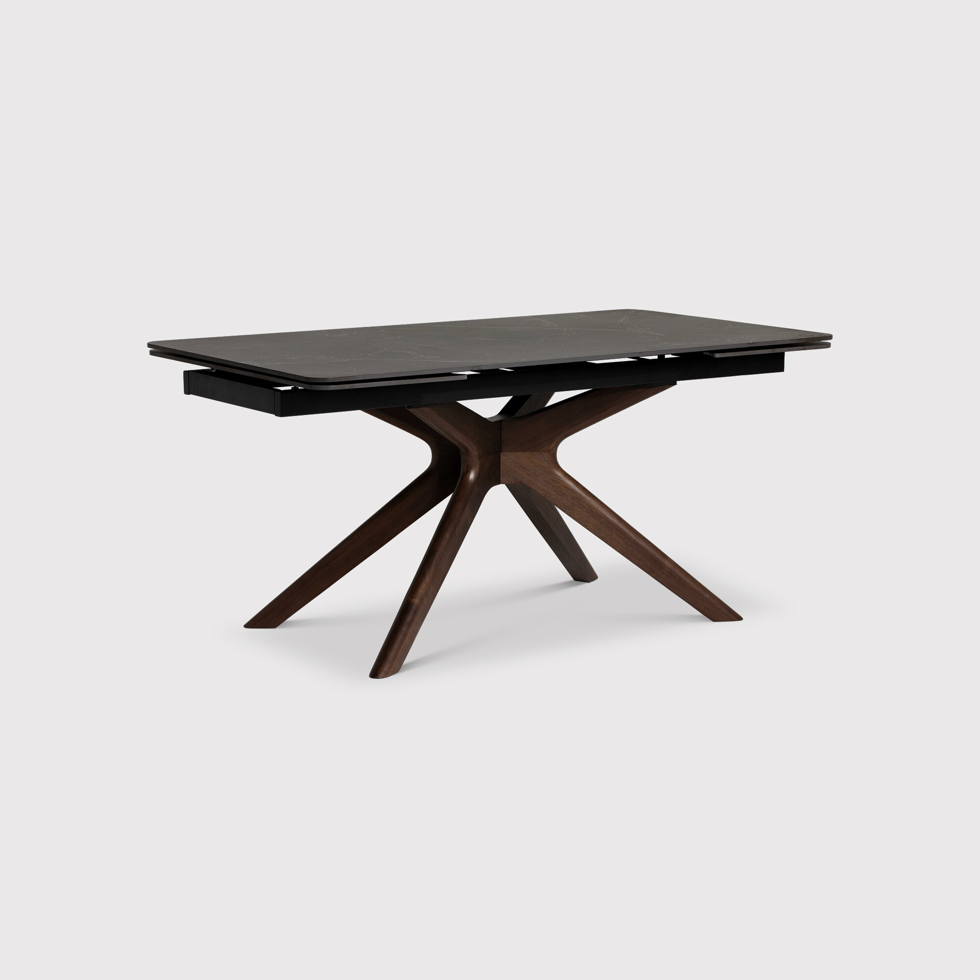Khuno 160cm 240cm Black Marble Effect Extending Dining Table Seats 6 8