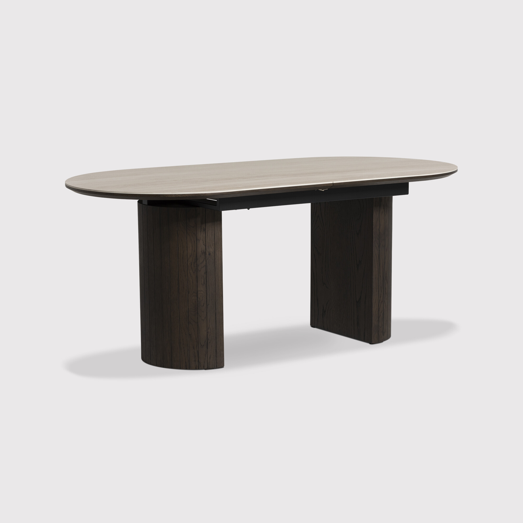 Kita Dark Brown Wood Extending Dining Table 180cm-220cm with Travertine ...