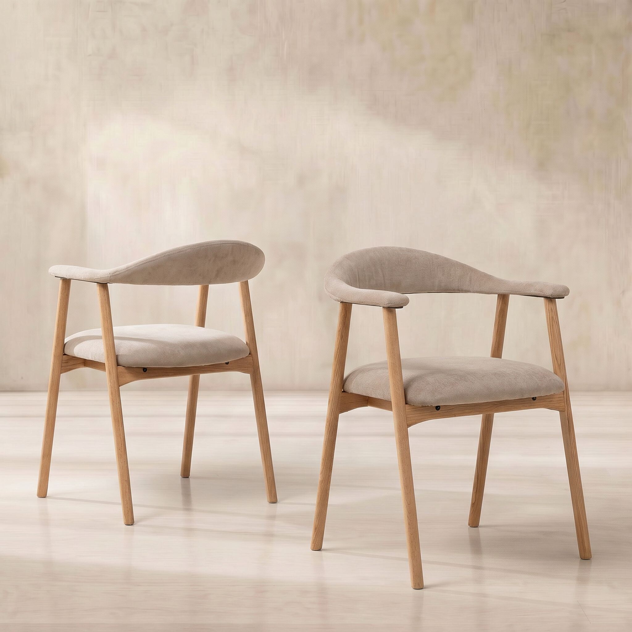 Lerman Oiled Oak Dining Chair, Beige Fabric - Barker & Stonehouse