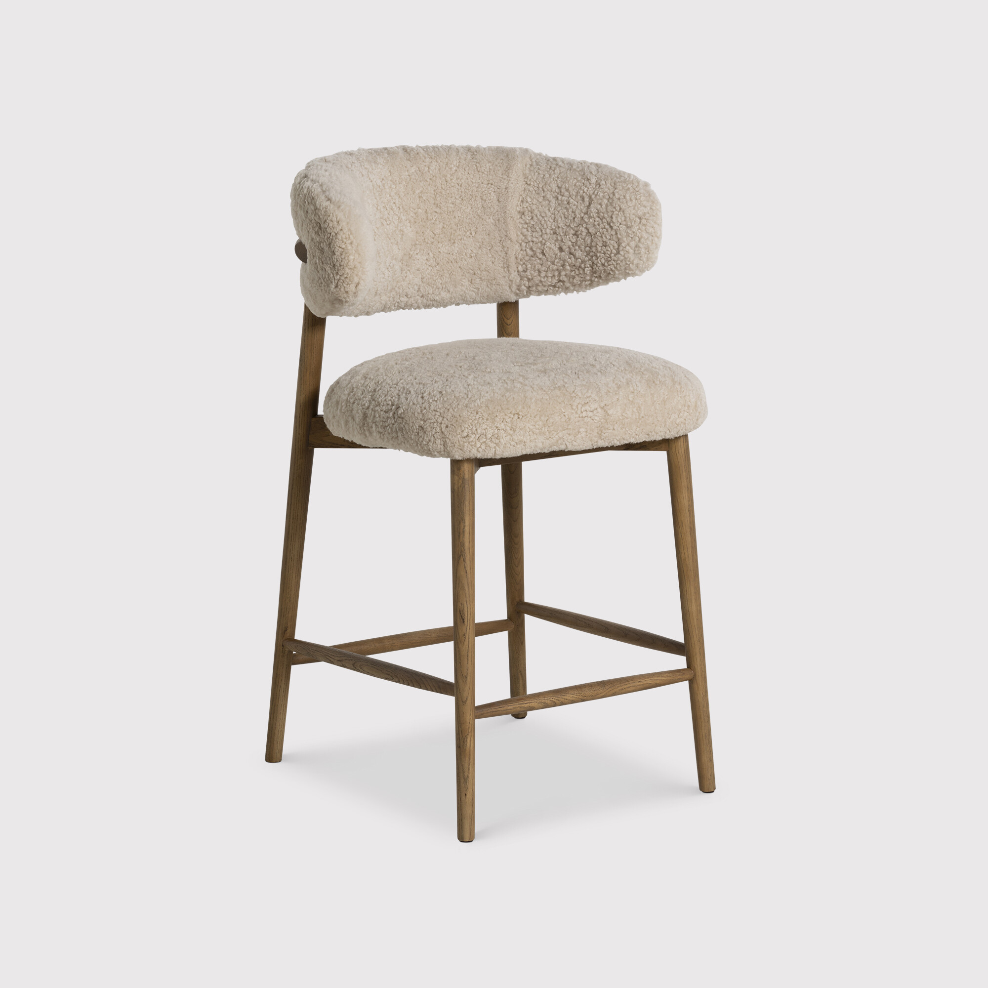 Lorna Cream Textured Fabric Counter Stool, Cream Fabric and Wooden Legs ...