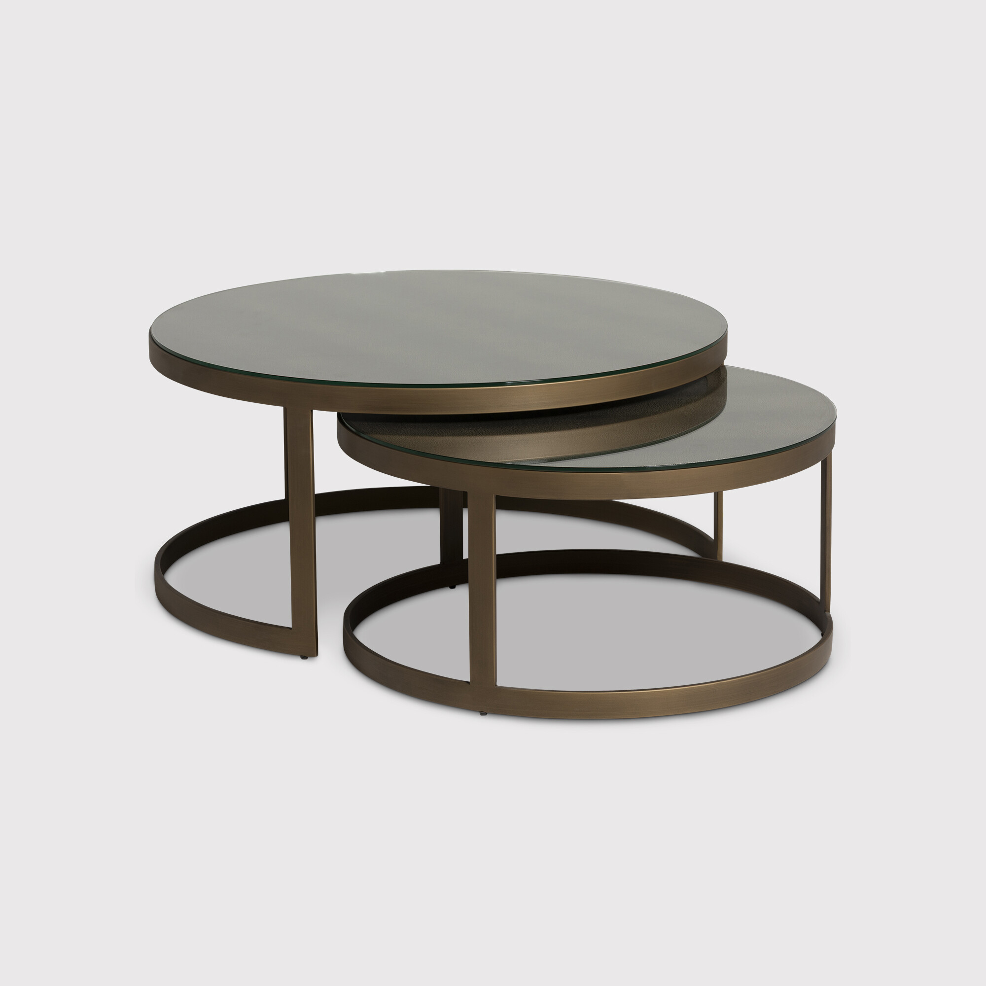 Nerina Set of 2 Gold Coffee Tables With Glass Top, Gold - Barker ...