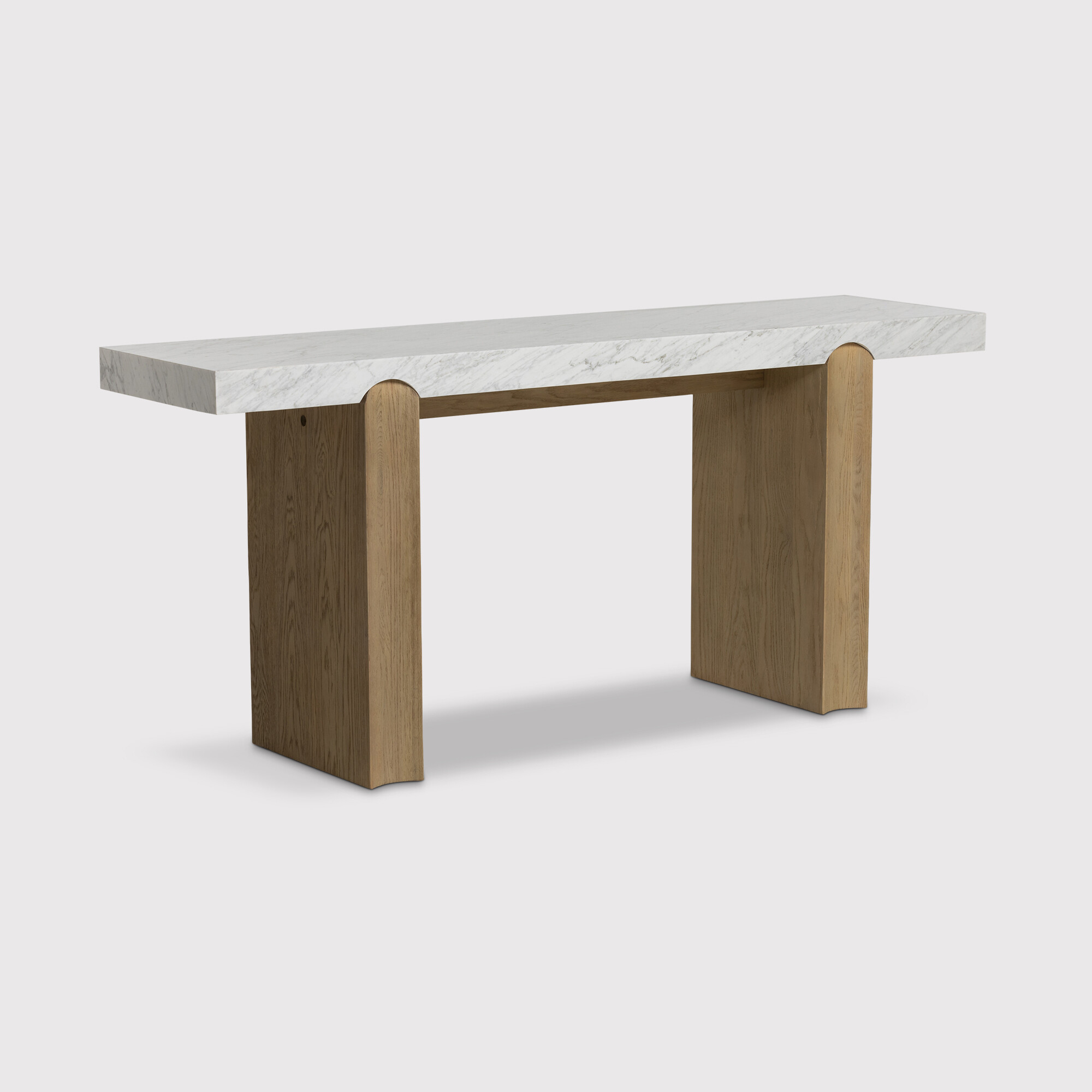 Plover Rectangular Marble 180cm Console Table with Curved Oak Wood Legs ...