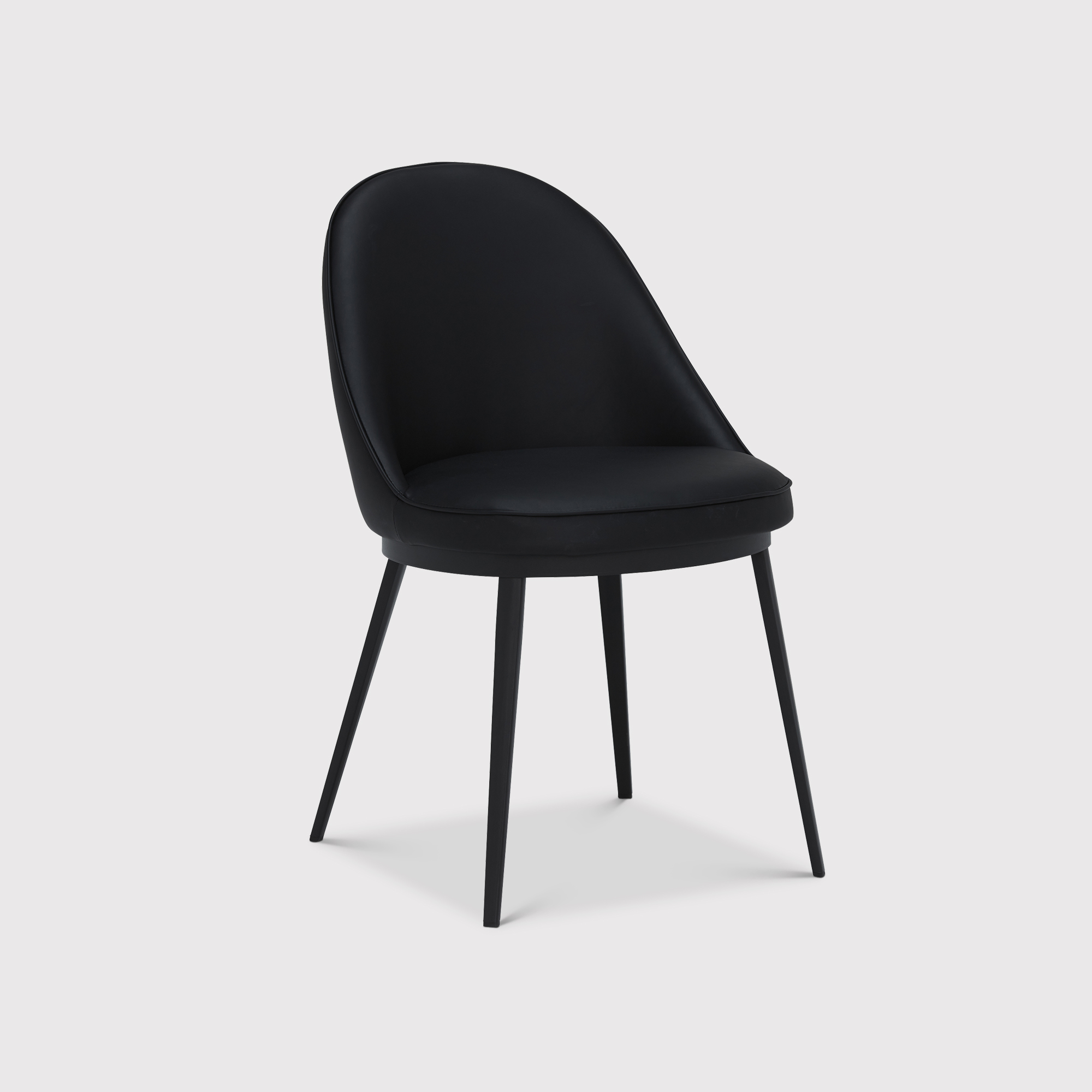 Quebec Black Faux Leather Curved Dining Chair, Black Faux Leather and ...