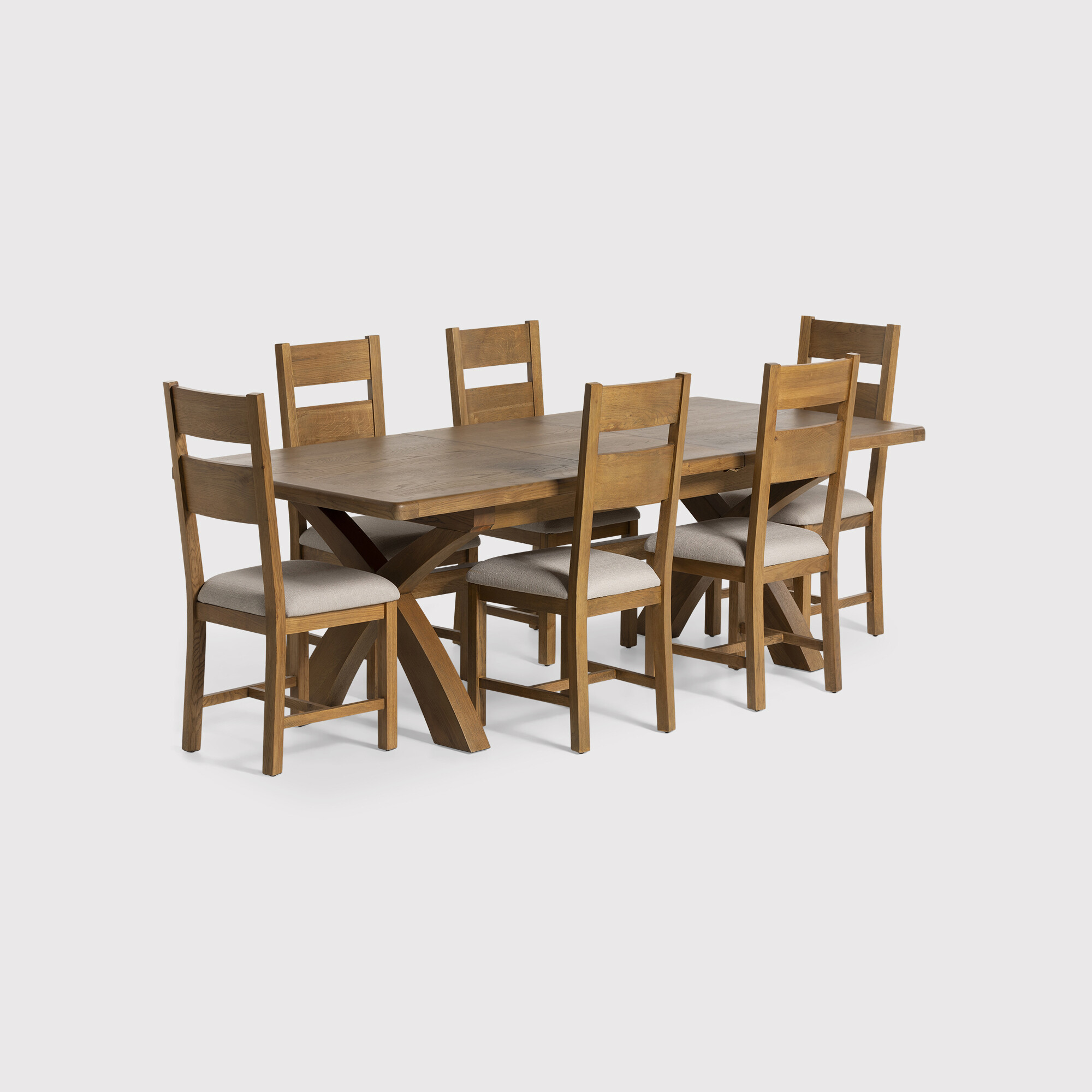 Raithwaite Oak Extending 180-230cm Dining Table and 6 Raithwaite Rustic ...