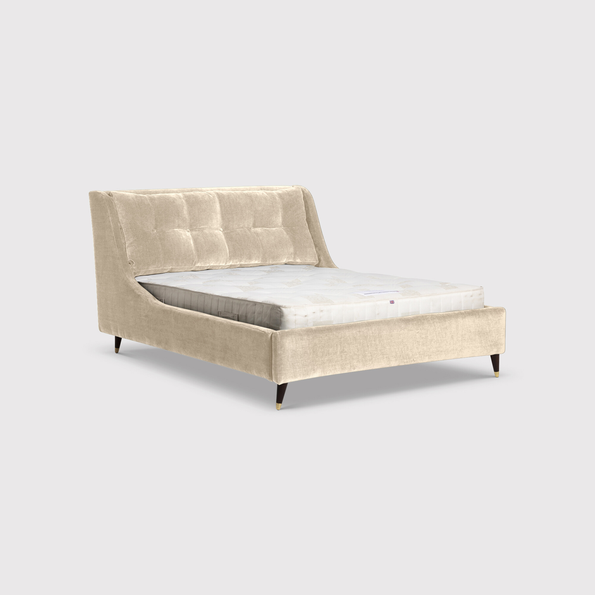 Raul Velvet Buttoned Super King Bed Frame with Padded Headboard, Dusk ...