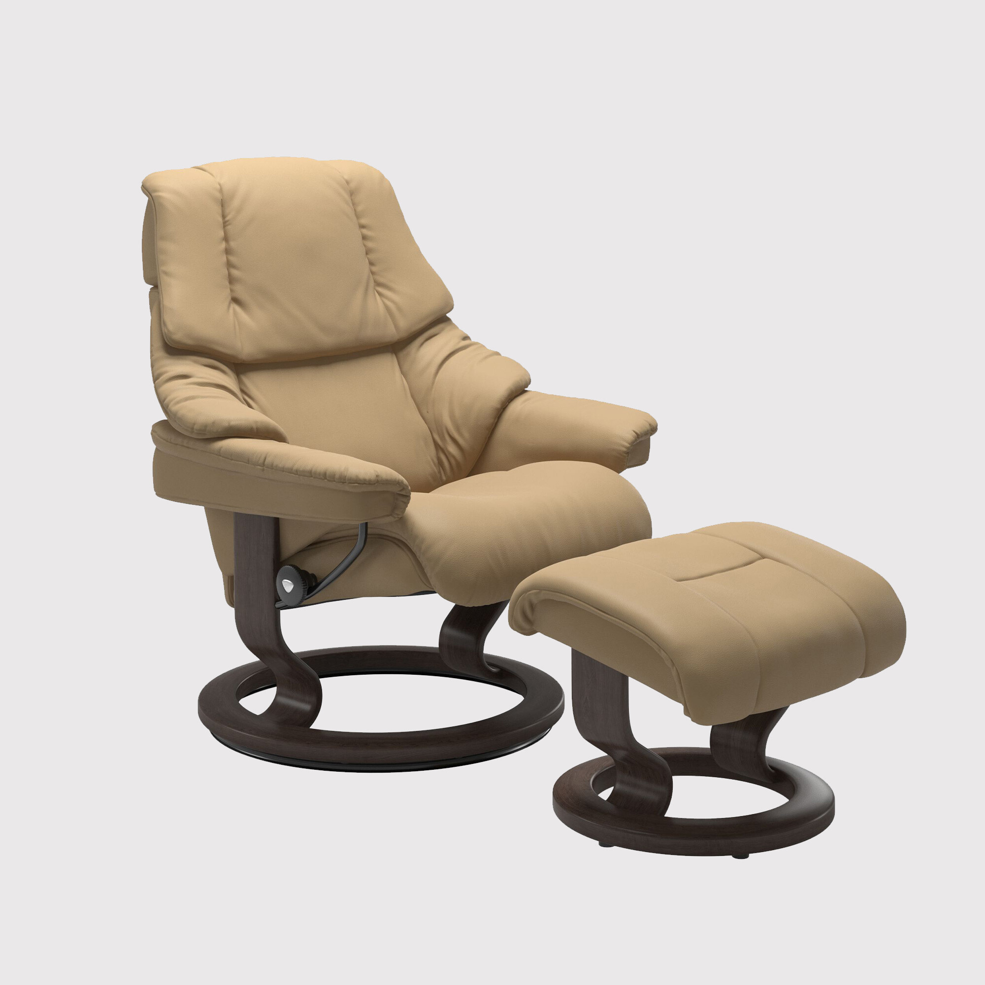 Stressless Reno Medium Classic Leather Recliner Armchair and Footstool, 21 Paloma Sand - Barker ...