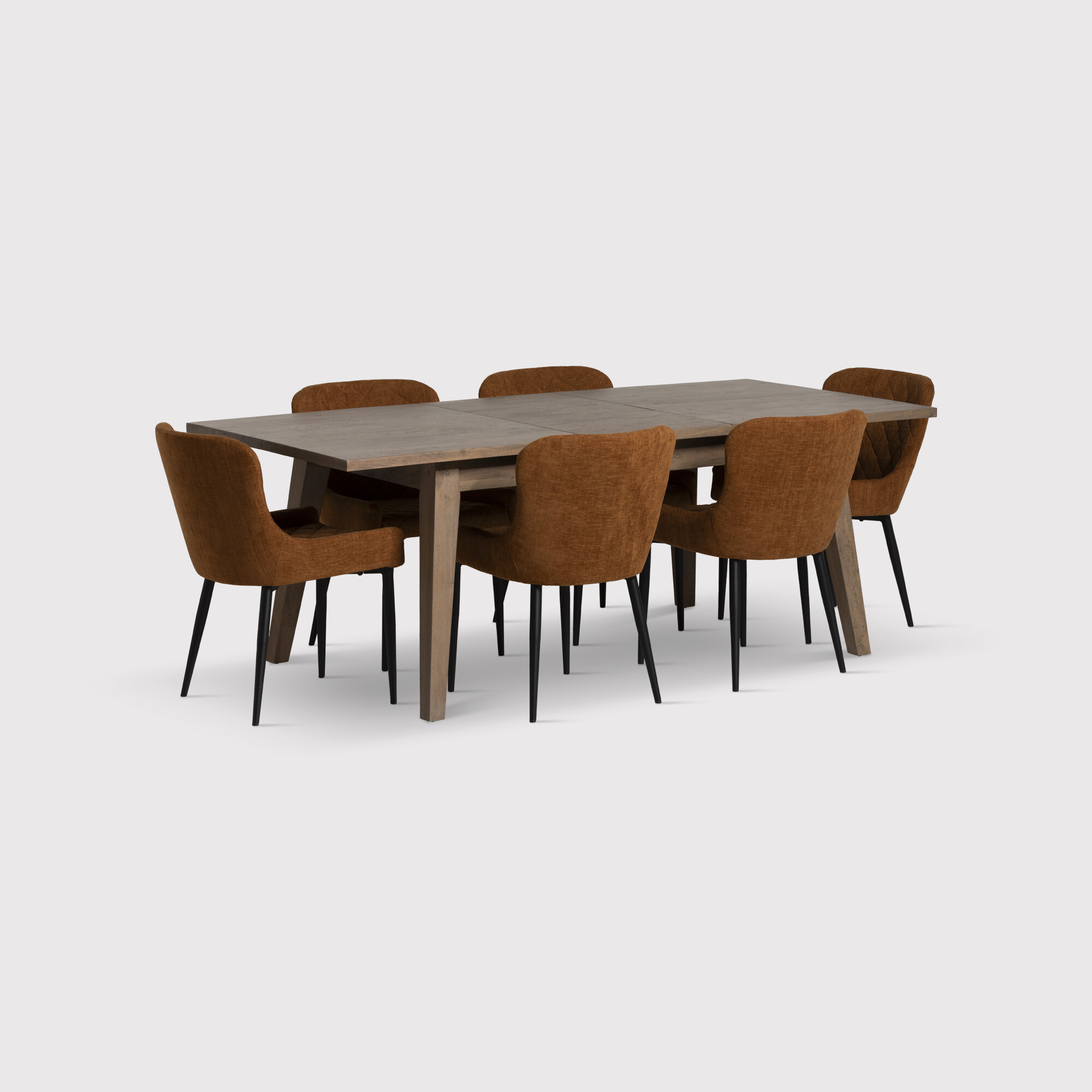 Hancock Mango Wood 160-210cm Extending Dining Table and 6 Rust Orange ...