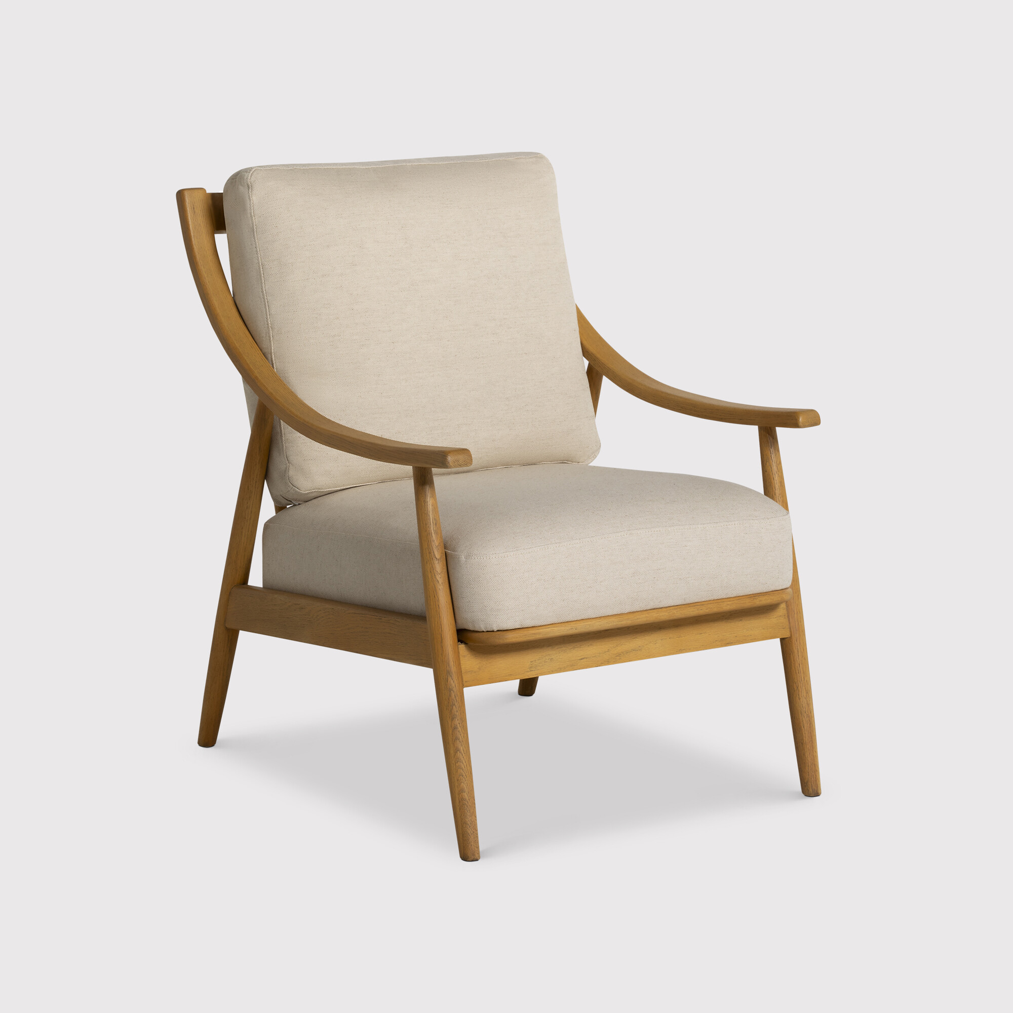 Runa Cream Fabric Accent Chair with Solid Wood Frame, Cream Fabric ...