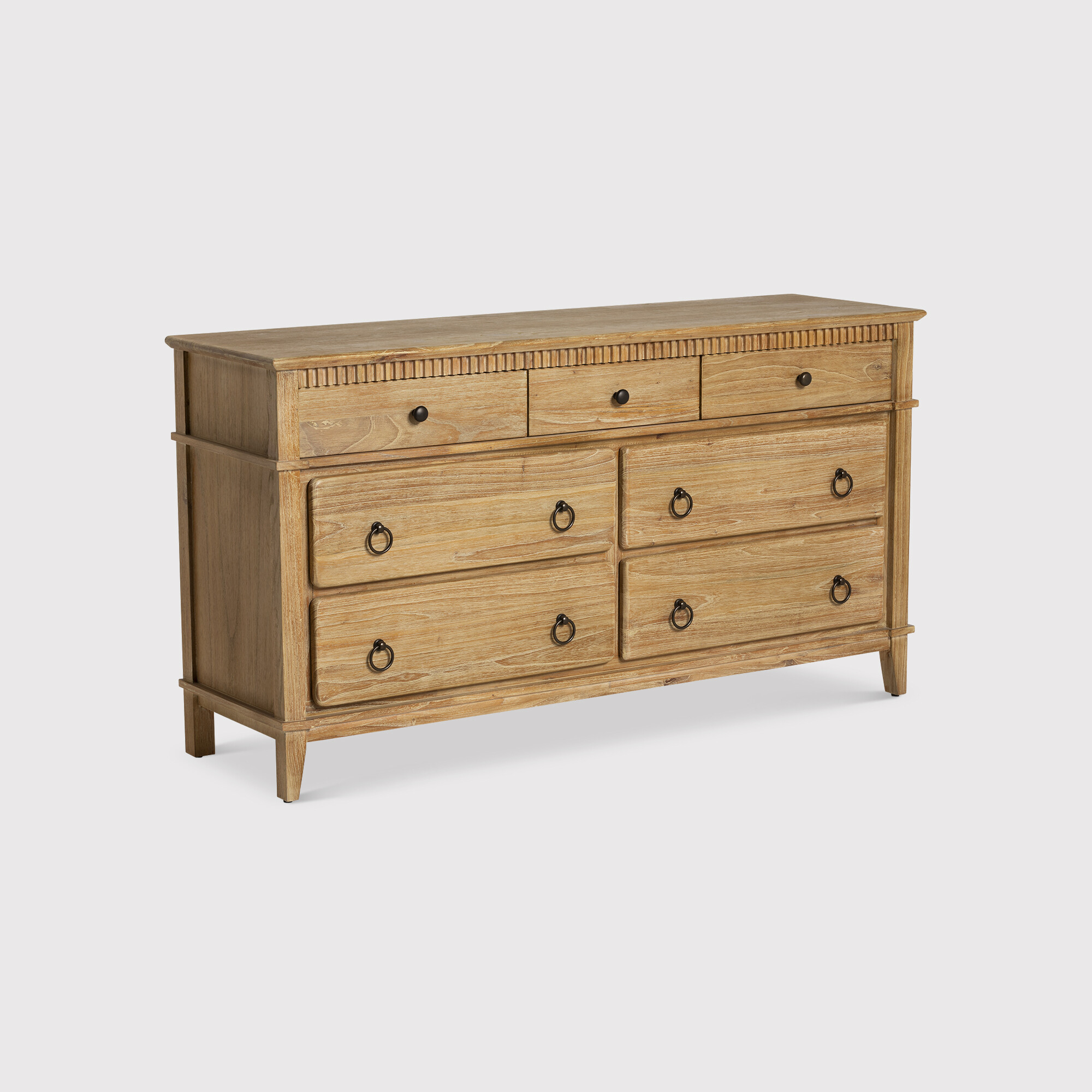 Selene Brown Mindi Wood 7 Drawer Chest, Golden oak Mindi wood - Barker ...