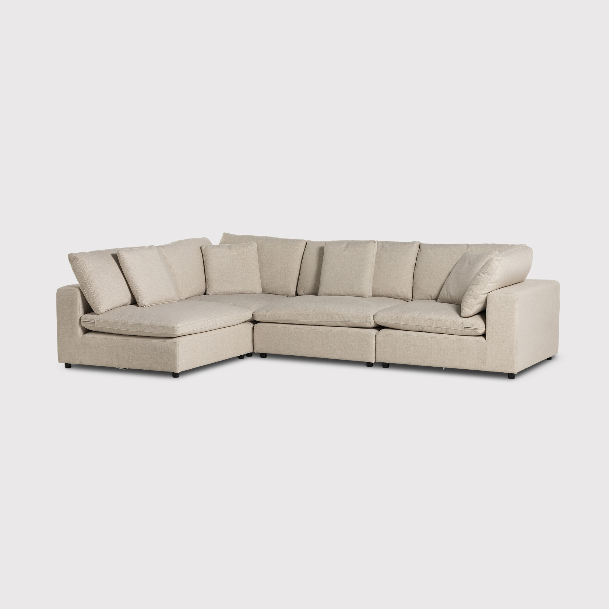 Solace Cream Fabric 4 Seater Modular Corner Sofa, Cream Lola Ecru ...