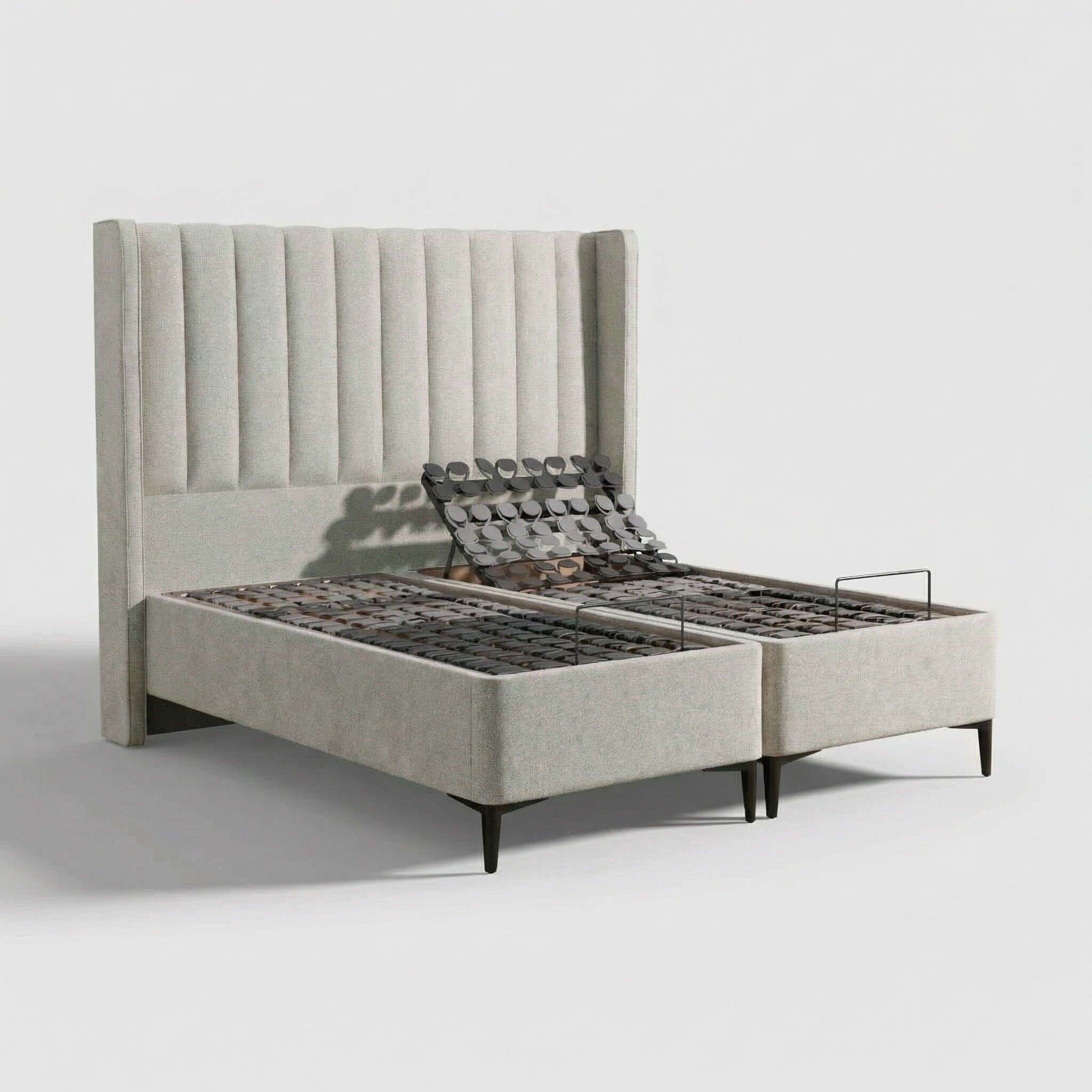 Tempur Suffolk Light Beige Fabric King Adjustable Bed Frame, Soho ...