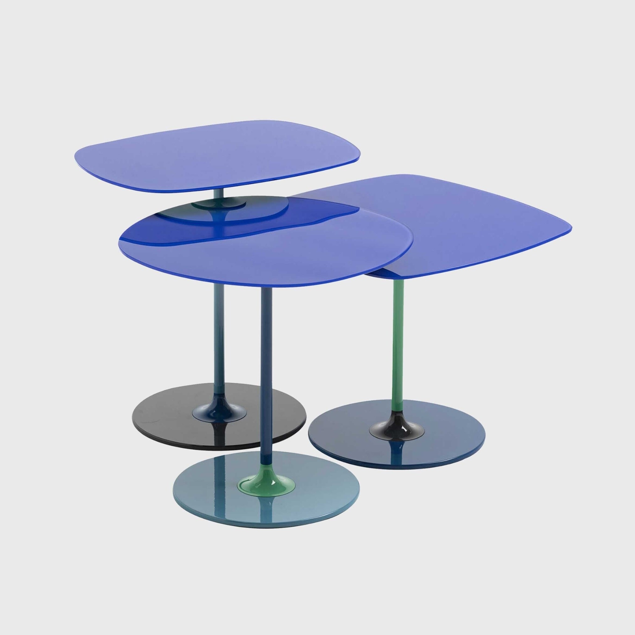 Kartell Thierry Blue Set of 3 Side Tables, Blue - Barker & Stonehouse