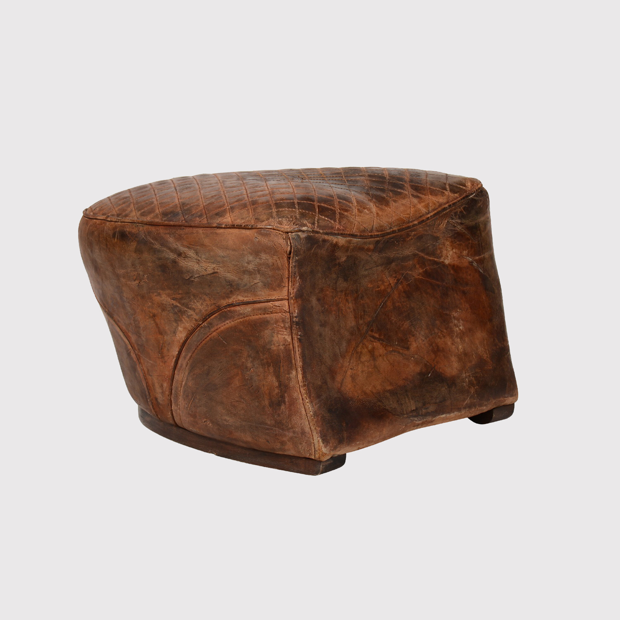Timothy Oulton Saddle Hand-distressed Aniline Leather Footstool, Buck ...