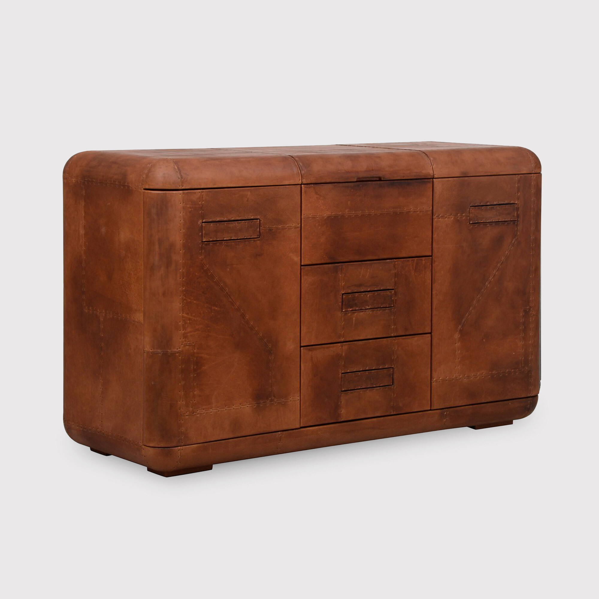 Timothy Oulton Hudson Brown Leather Sideboard with Pull-Out Wire Racks ...
