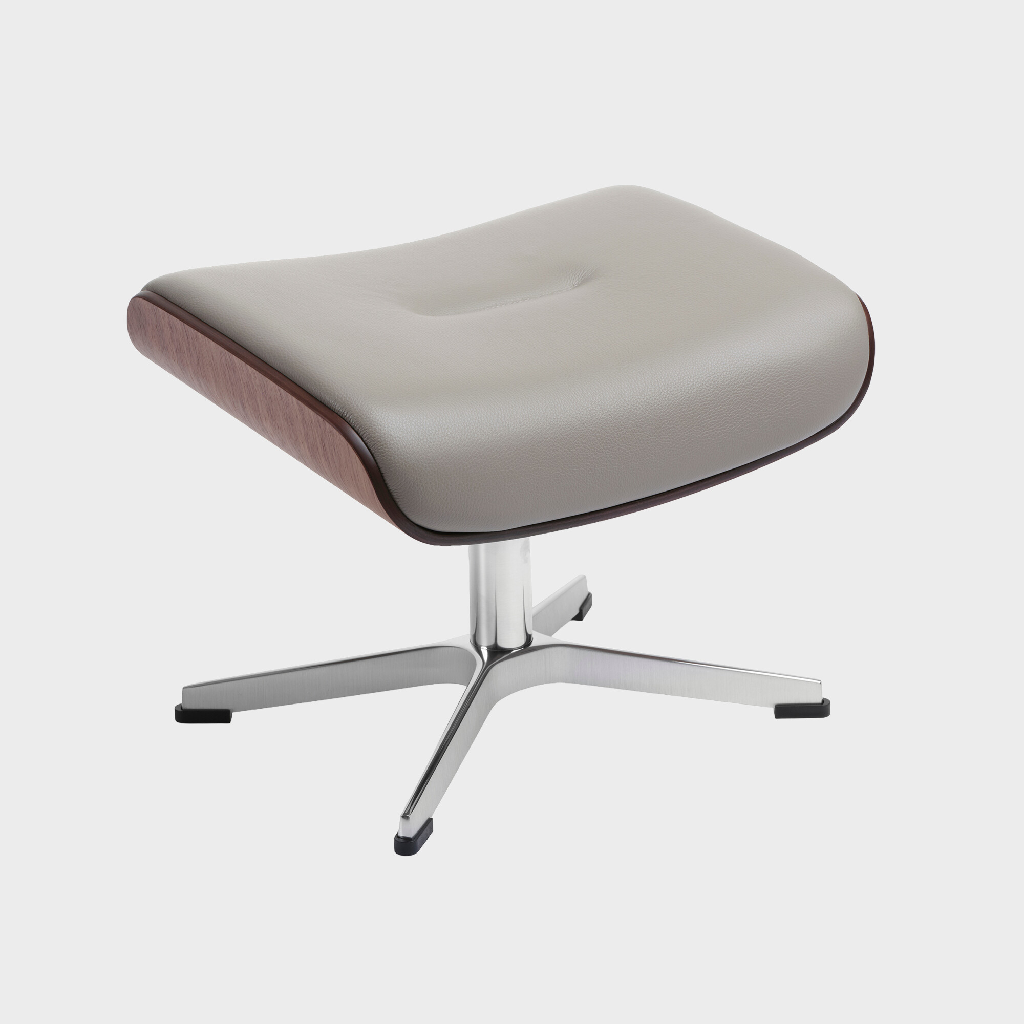 Conform Timeout Grey Leather X-Foot Footstool, Fantasy Cement with ...