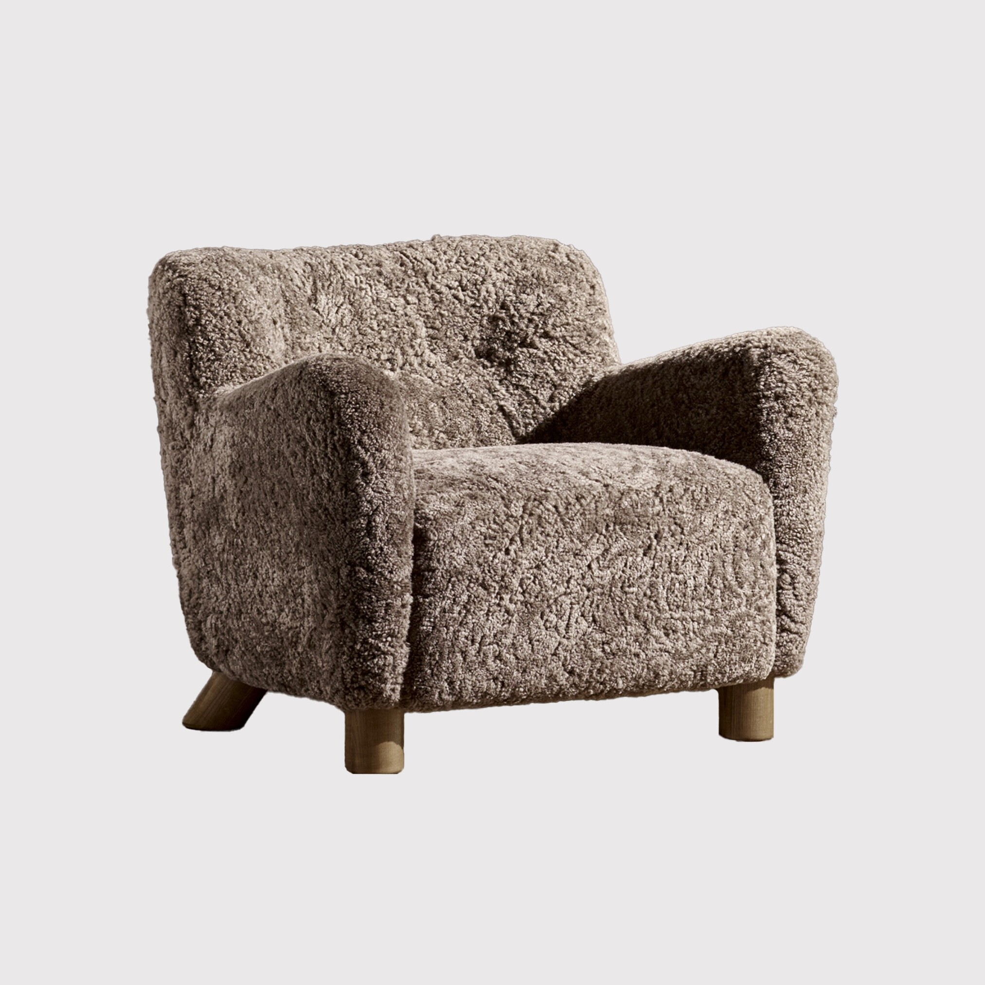 Timothy Oulton Ryeland Brown Sheepskin Armchair, Shearling Smoke ...