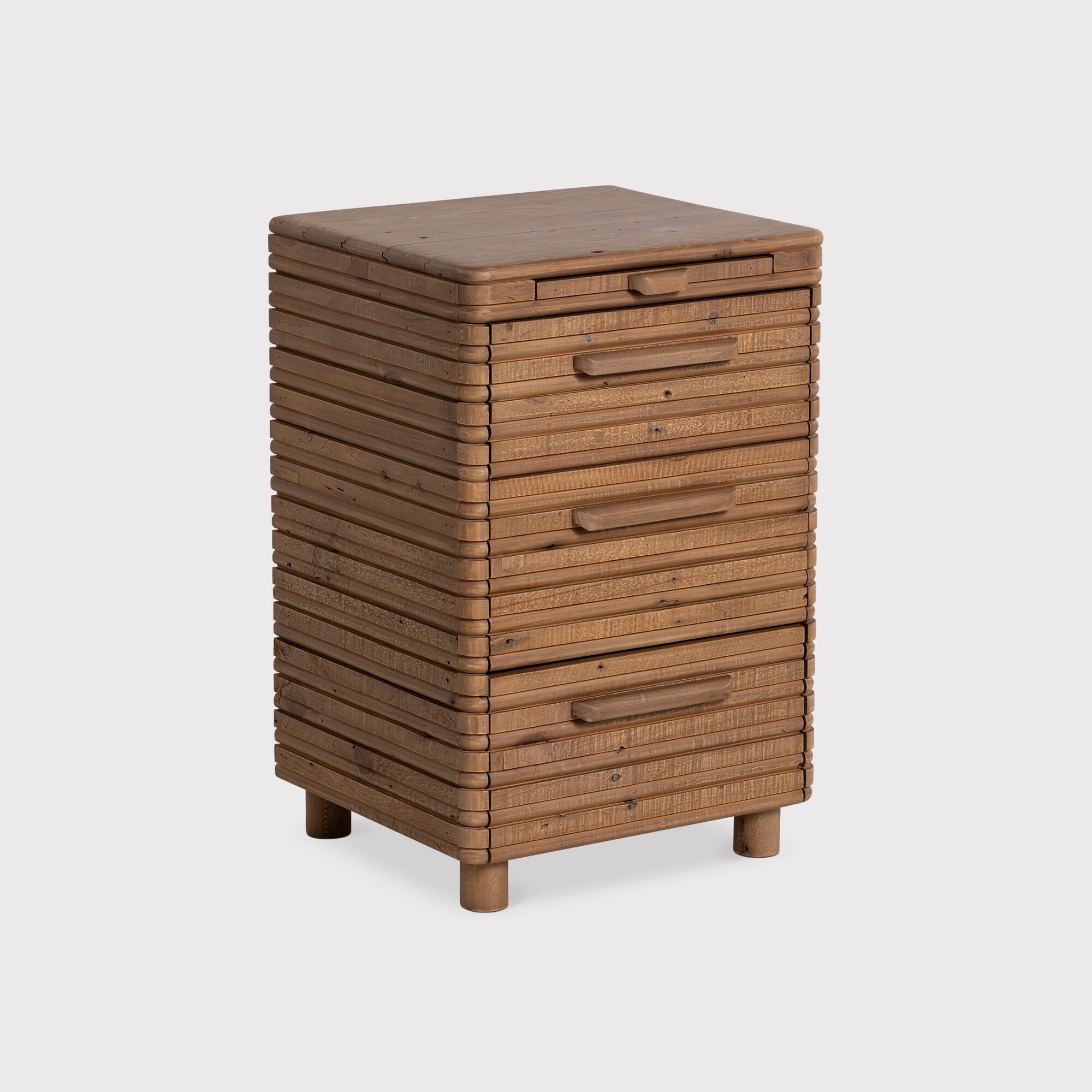 Tamia Rustic Oak Reclaimed Wood 3 Drawer Bedside Table, In Rustic New ...