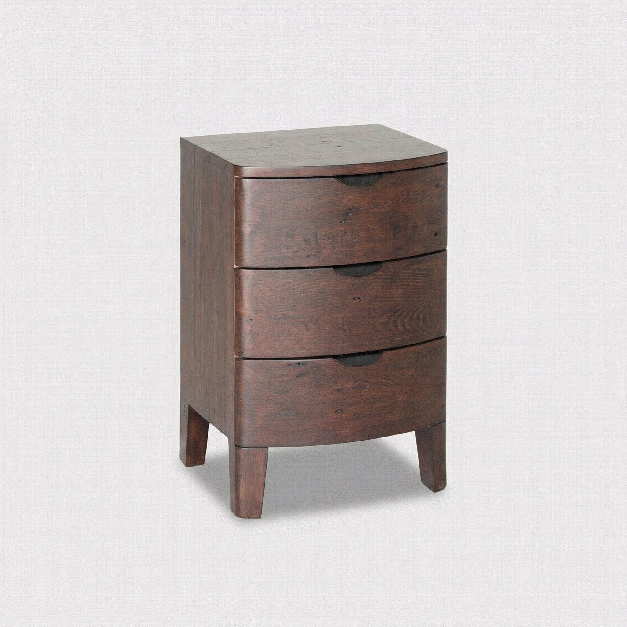 Zermatt Dark Brown Reclaimed Wood 3 Drawer Bedside Table, Dark Macca ...