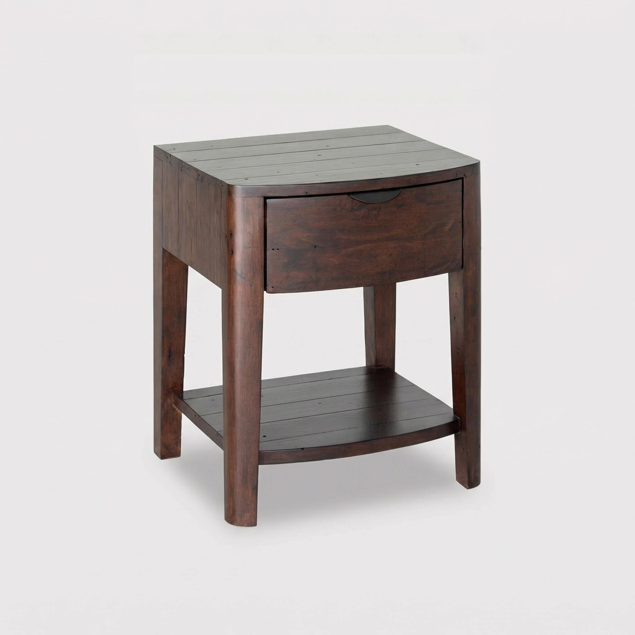 Zermatt Dark Brown Reclaimed Wood 1 Drawer Bedside Table, Dark Macca ...