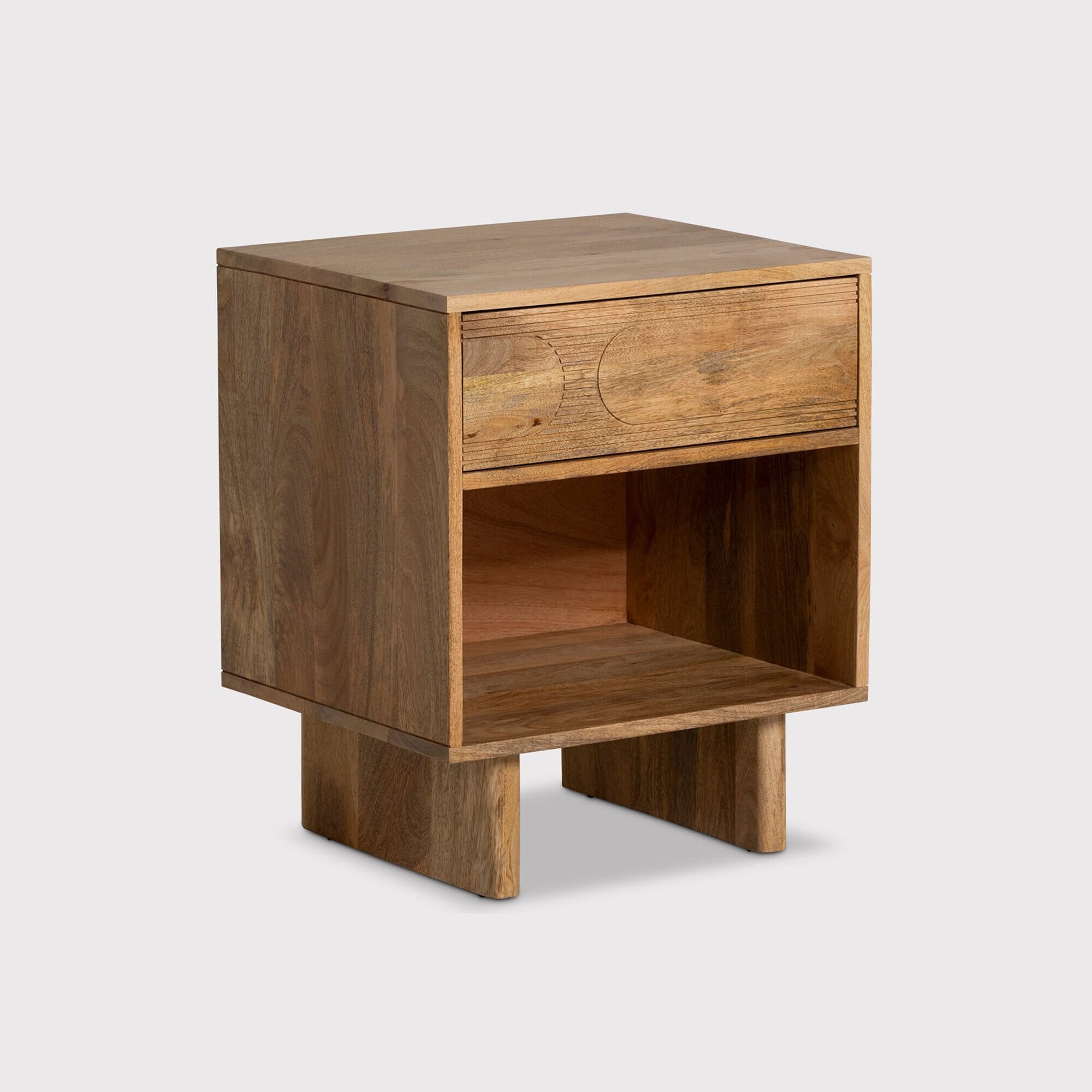 Zuberi Natural Mango Wood Wide Bedside Table, Natural mango wood ...