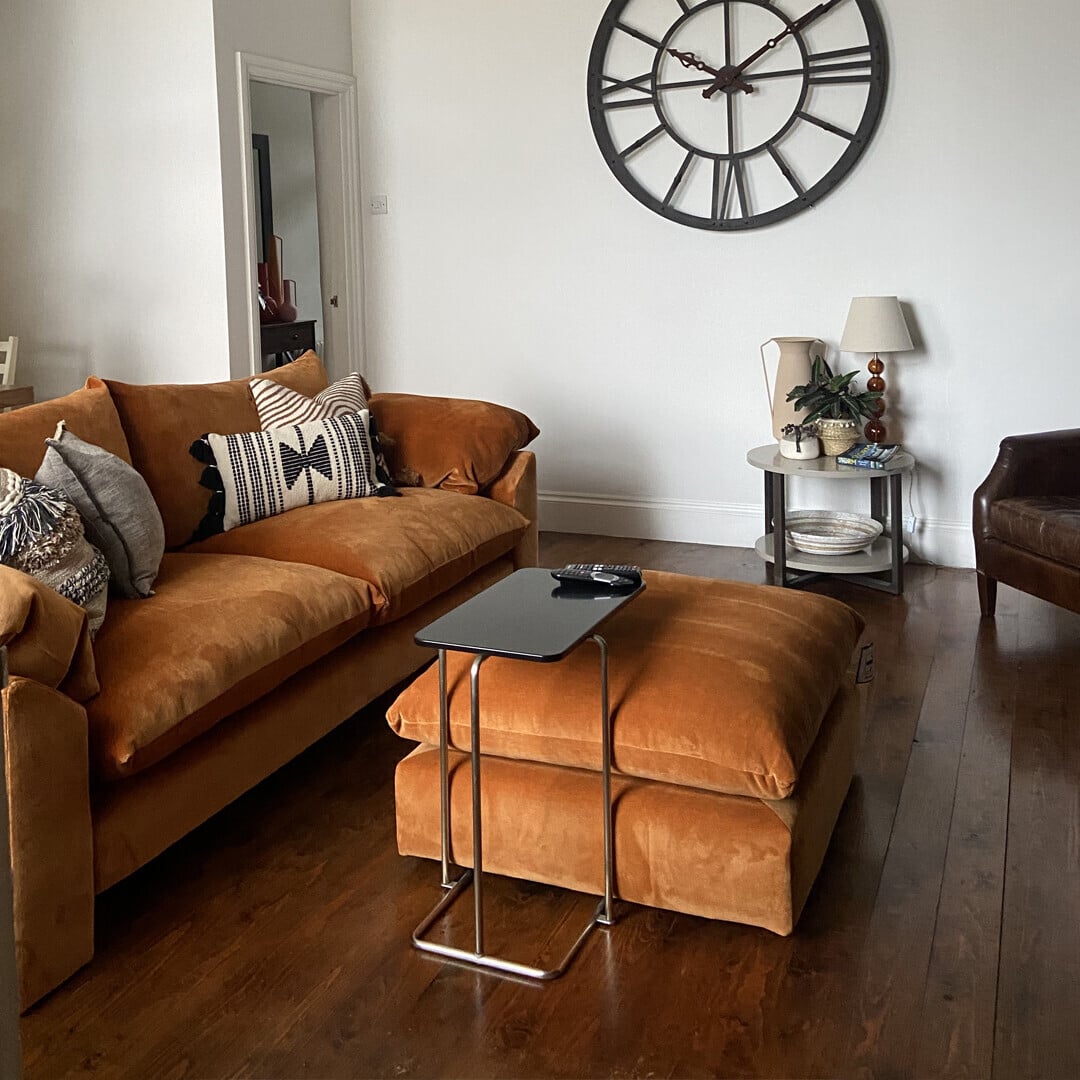 Hoxton Large Orange Chenille Fabric 3 Seater Sofa, Dusk Marmalade ...