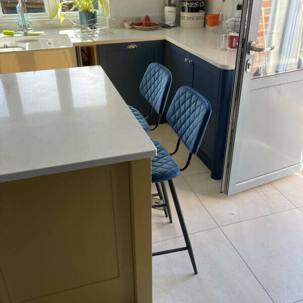 Archer Orange Velvet Counter Stool, Orange Fabric and Metal Legs - Barker & Stonehouse