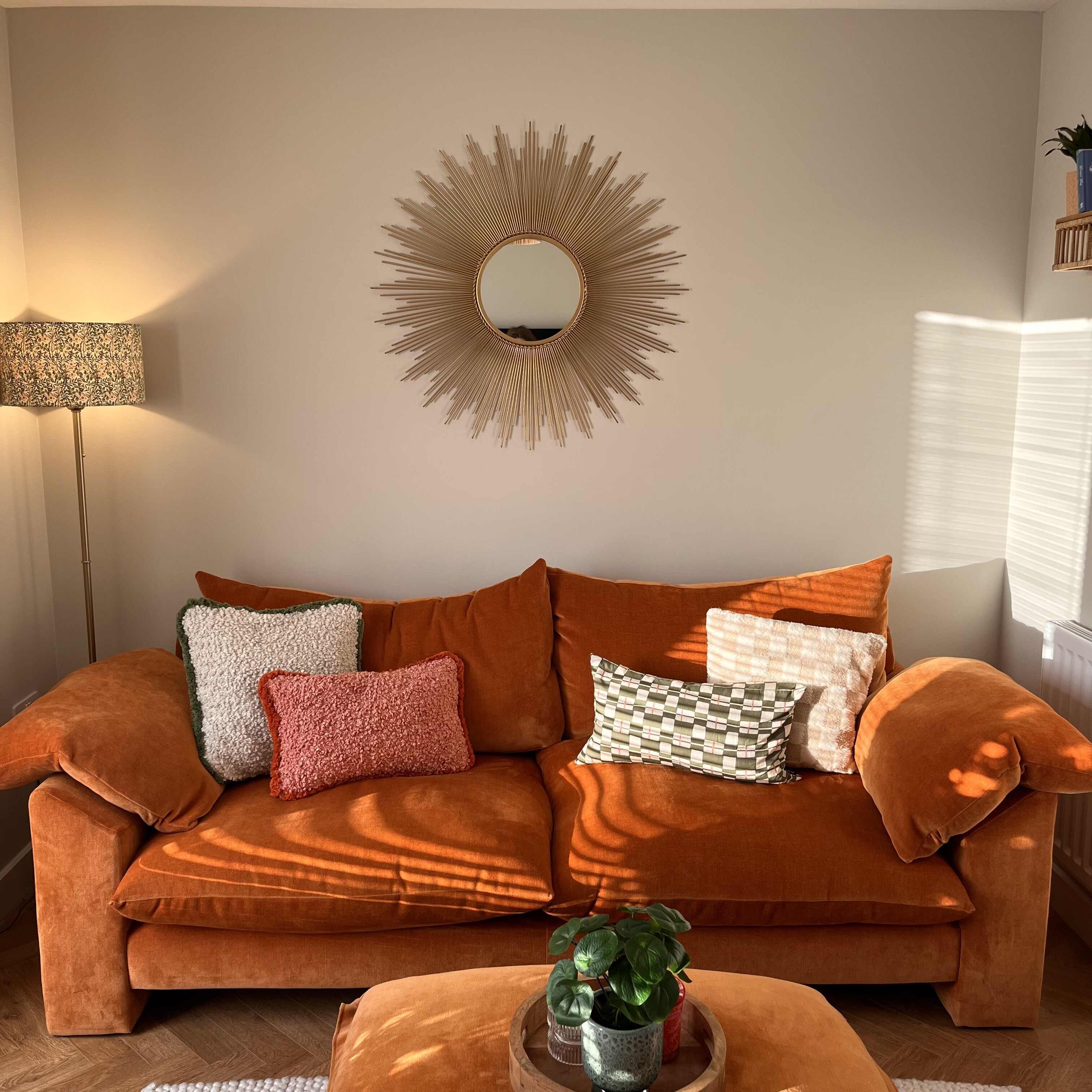Hoxton Large Orange Chenille Fabric 3 Seater Sofa, Dusk Marmalade ...