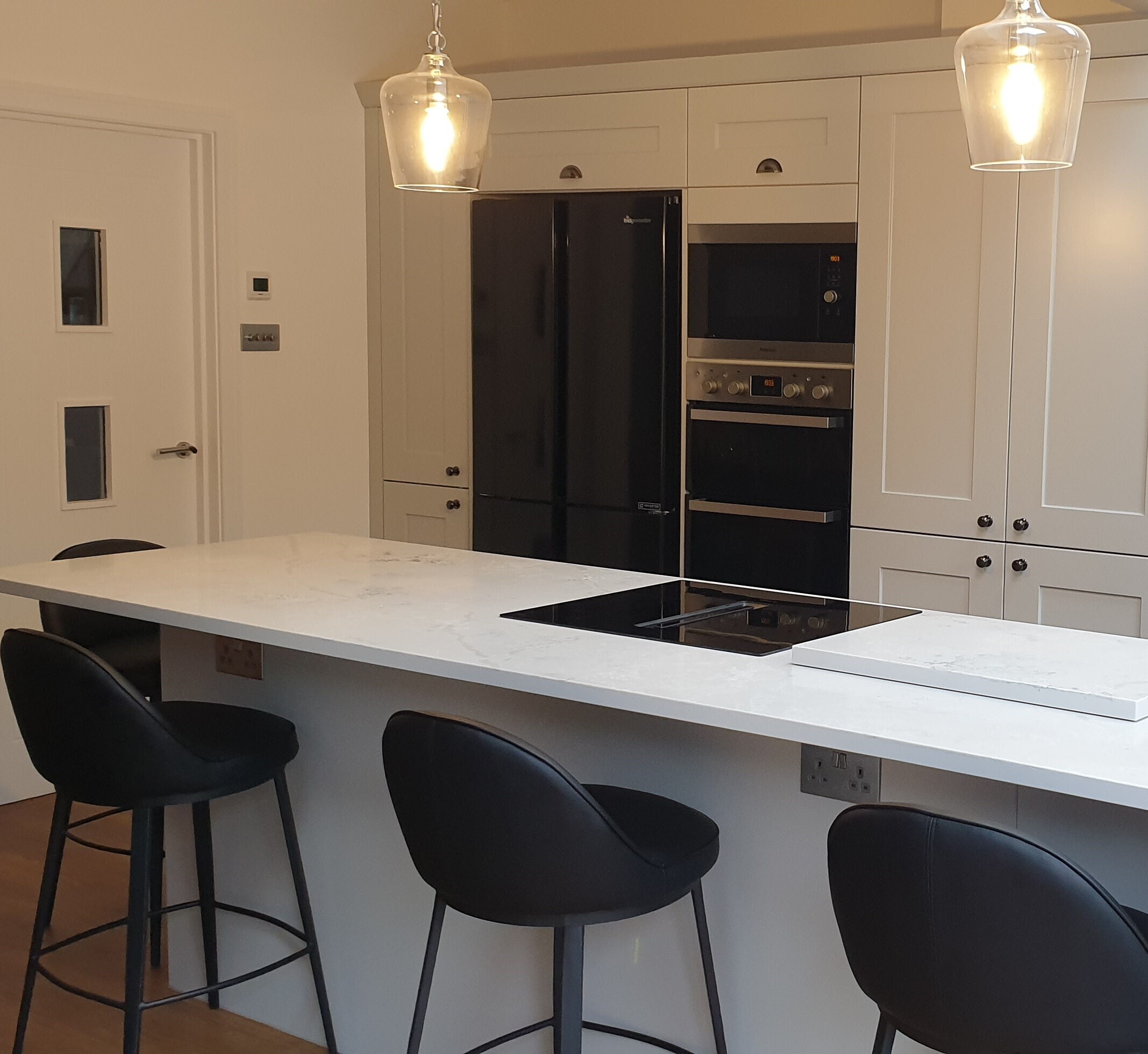 Quebec Black Faux Leather Counter Stool, Black Faux Leather And Black ...