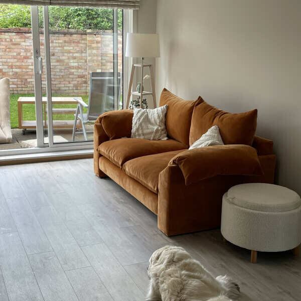 Hoxton Small Orange Chenille Fabric 2 Seater Sofa, Dusk Marmalade ...